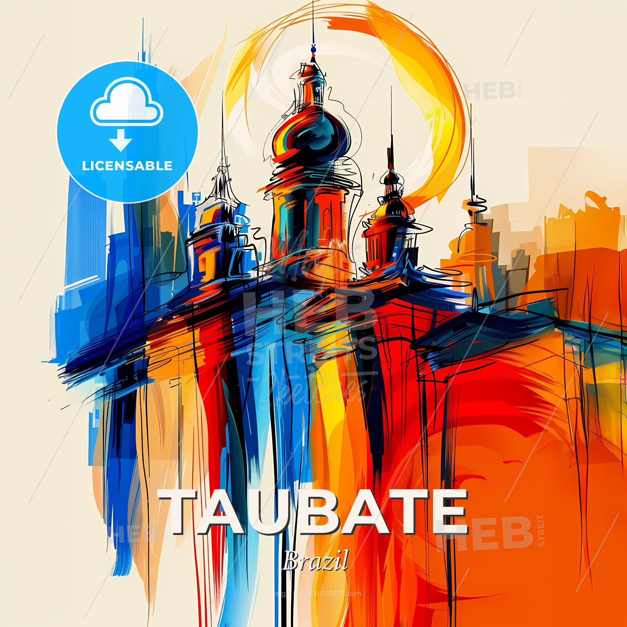 Vibrant Taubate, Brazil, print template – HEBSTREITS