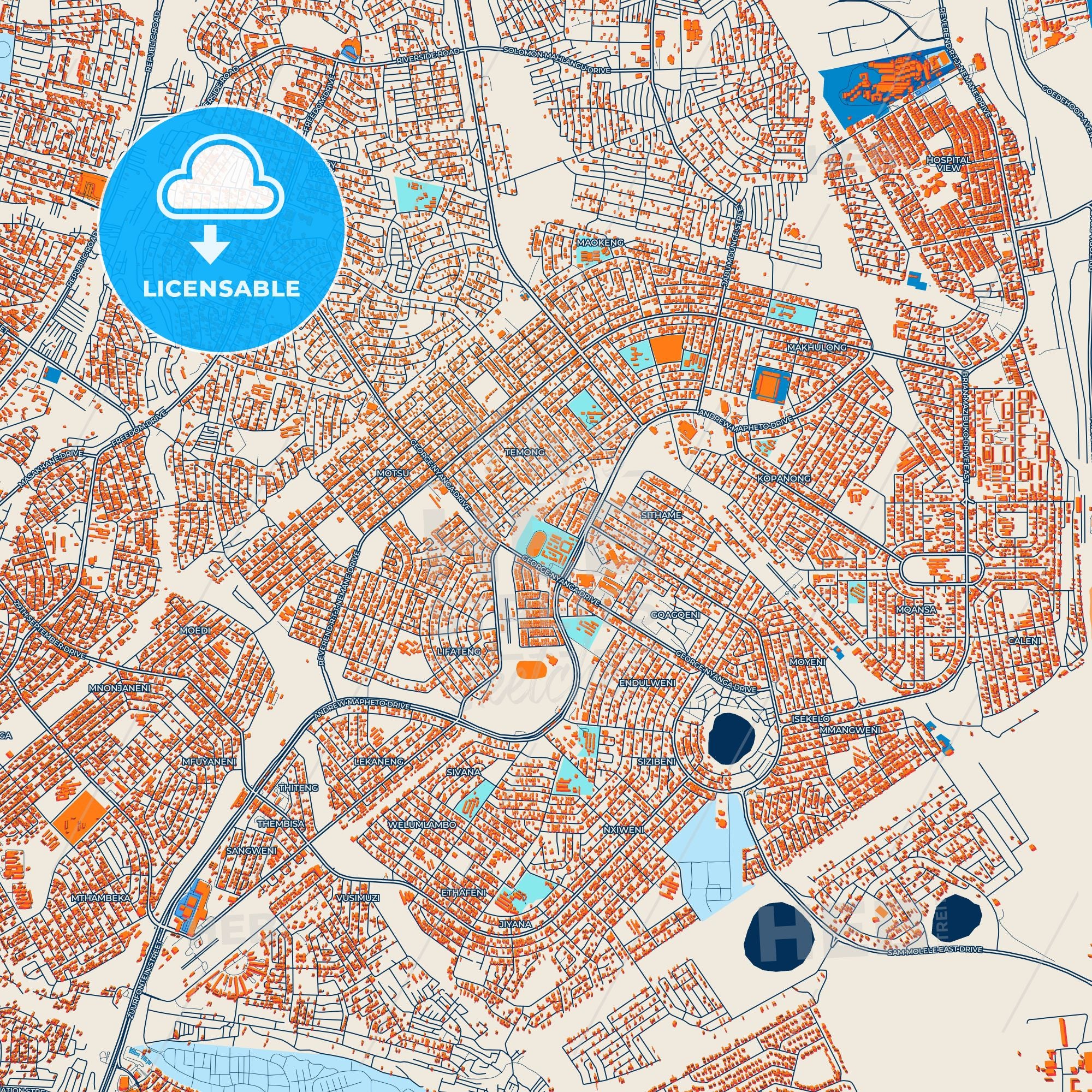 Colorful Tembisa Street Map - Digital Download – HEBSTREITS
