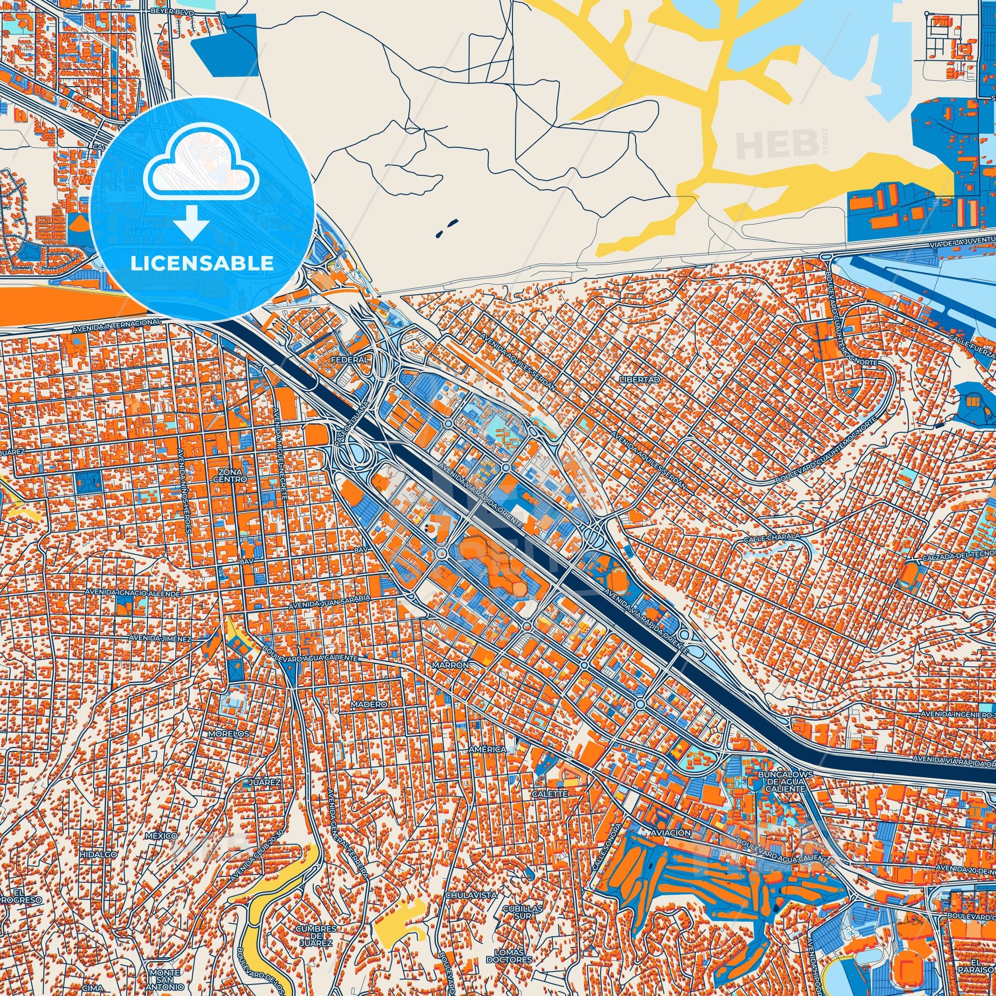 Colorful Tijuana Street Map - Digital Download – HEBSTREITS