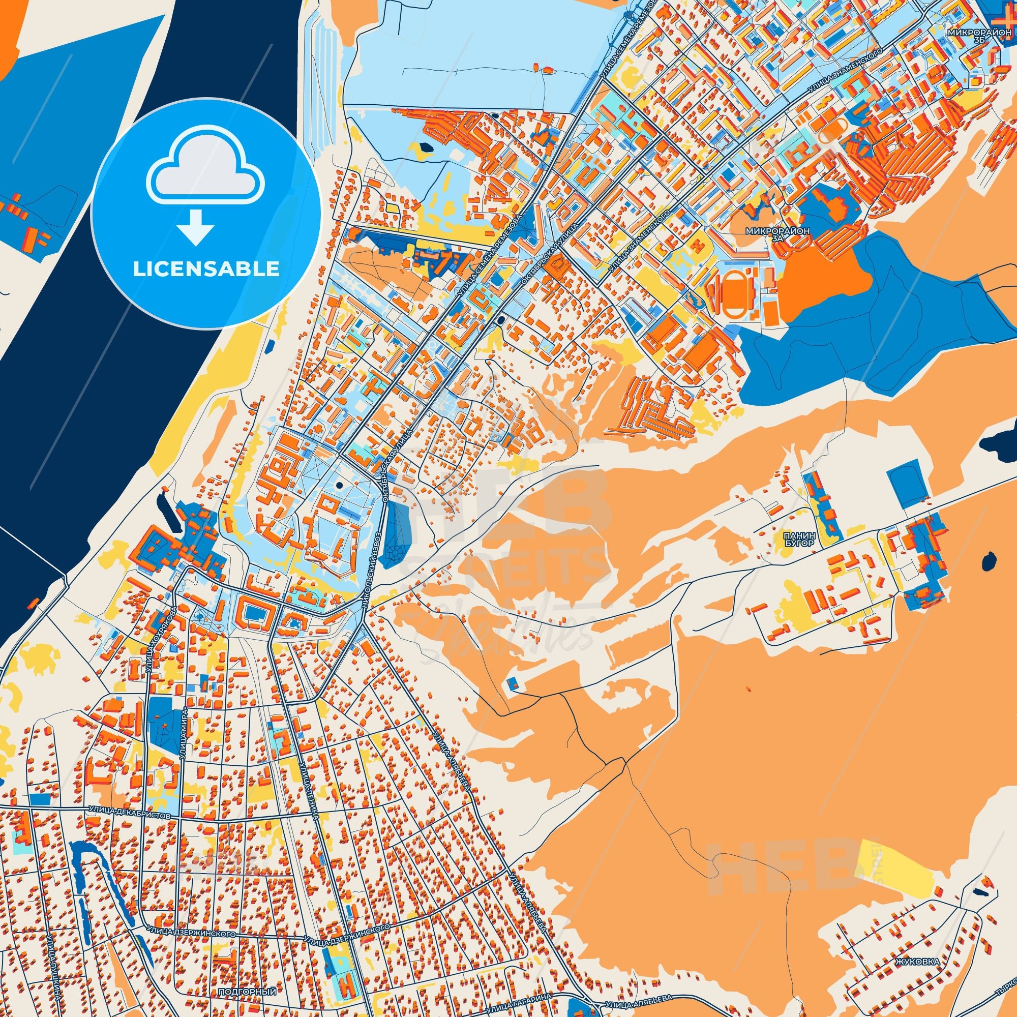 Colorful Tobolsk Street Map - Digital Download – HEBSTREITS