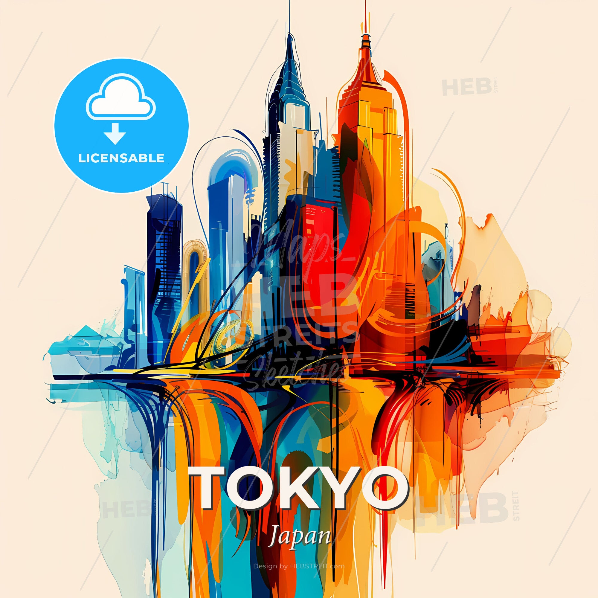 Vibrant Tokyo, Japan, print template – HEBSTREITS