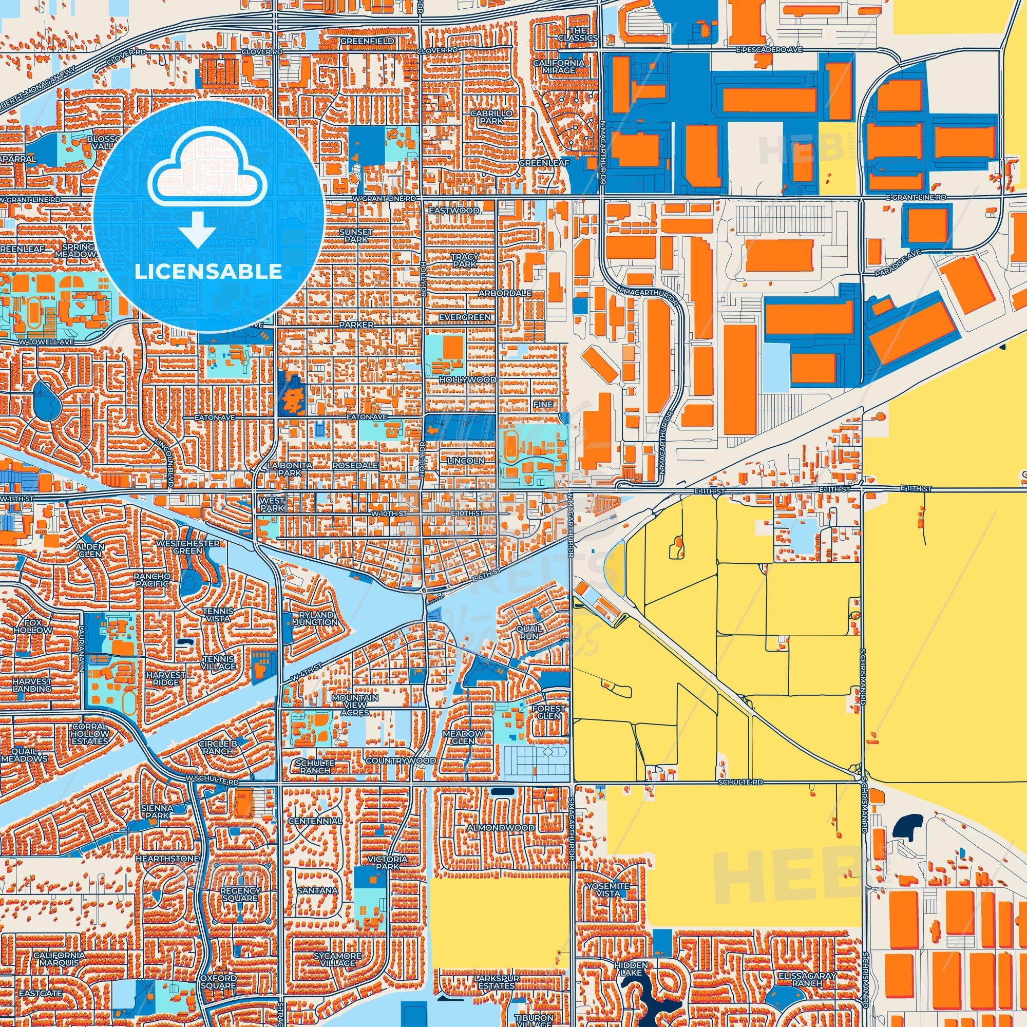 Colorful Tracy Street Map With Labels And Buildings – HEBSTREITS