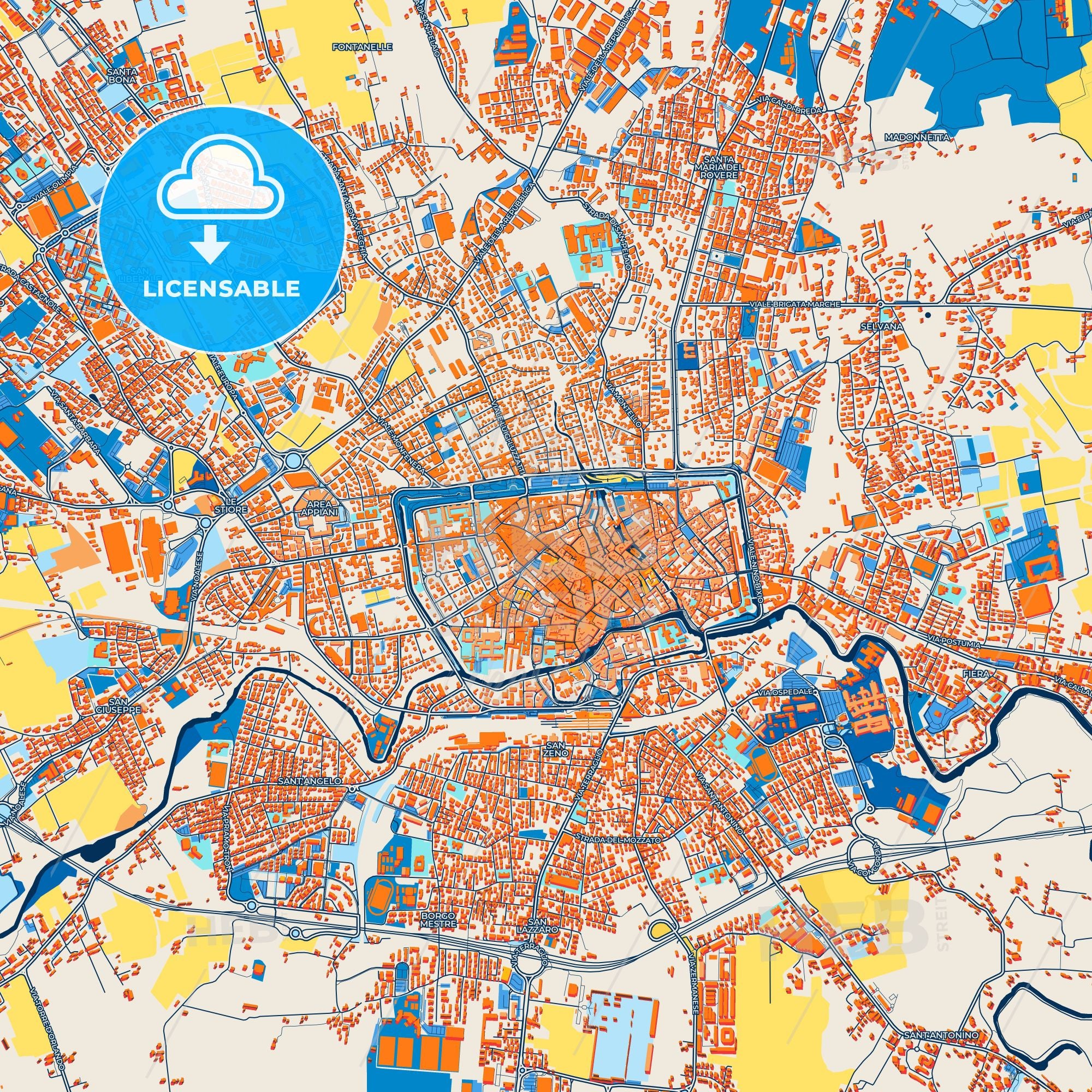 Colorful Treviso Street Map - Digital Download – HEBSTREITS