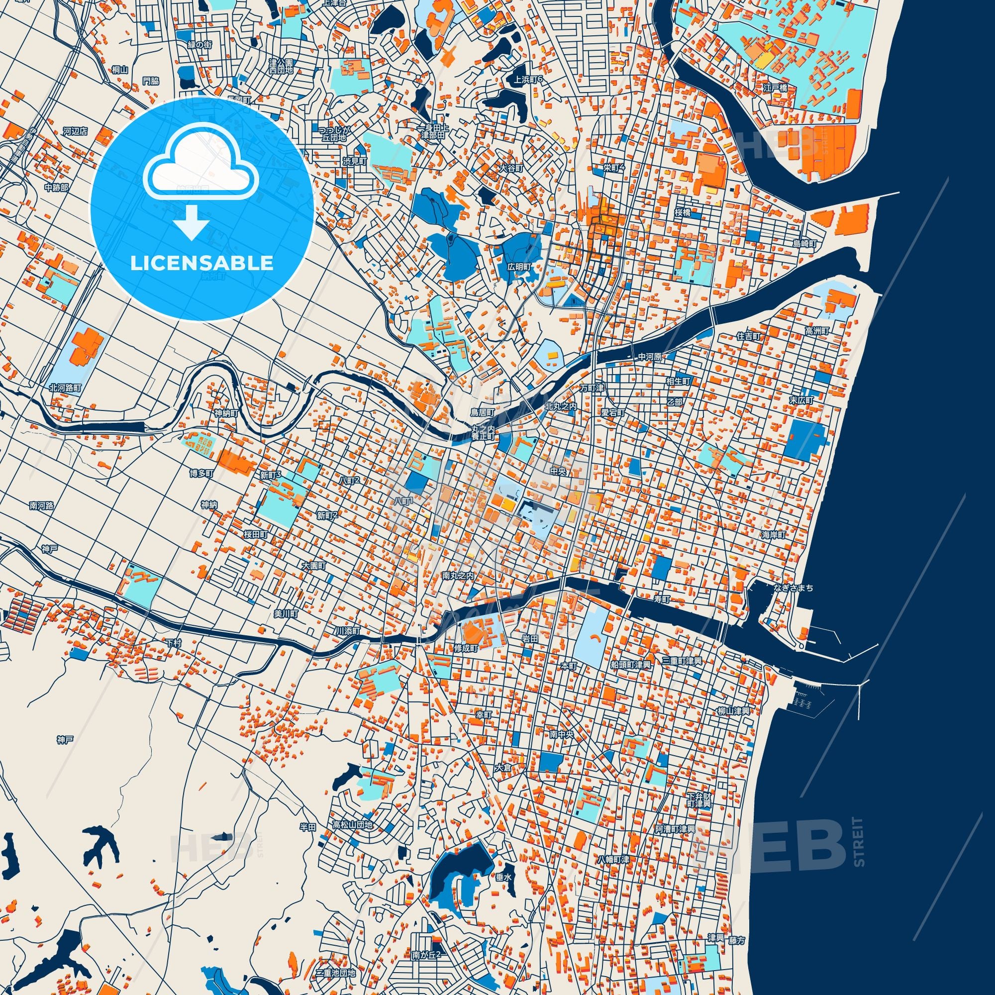Colorful Tsu Street Map - Digital Download – HEBSTREITS