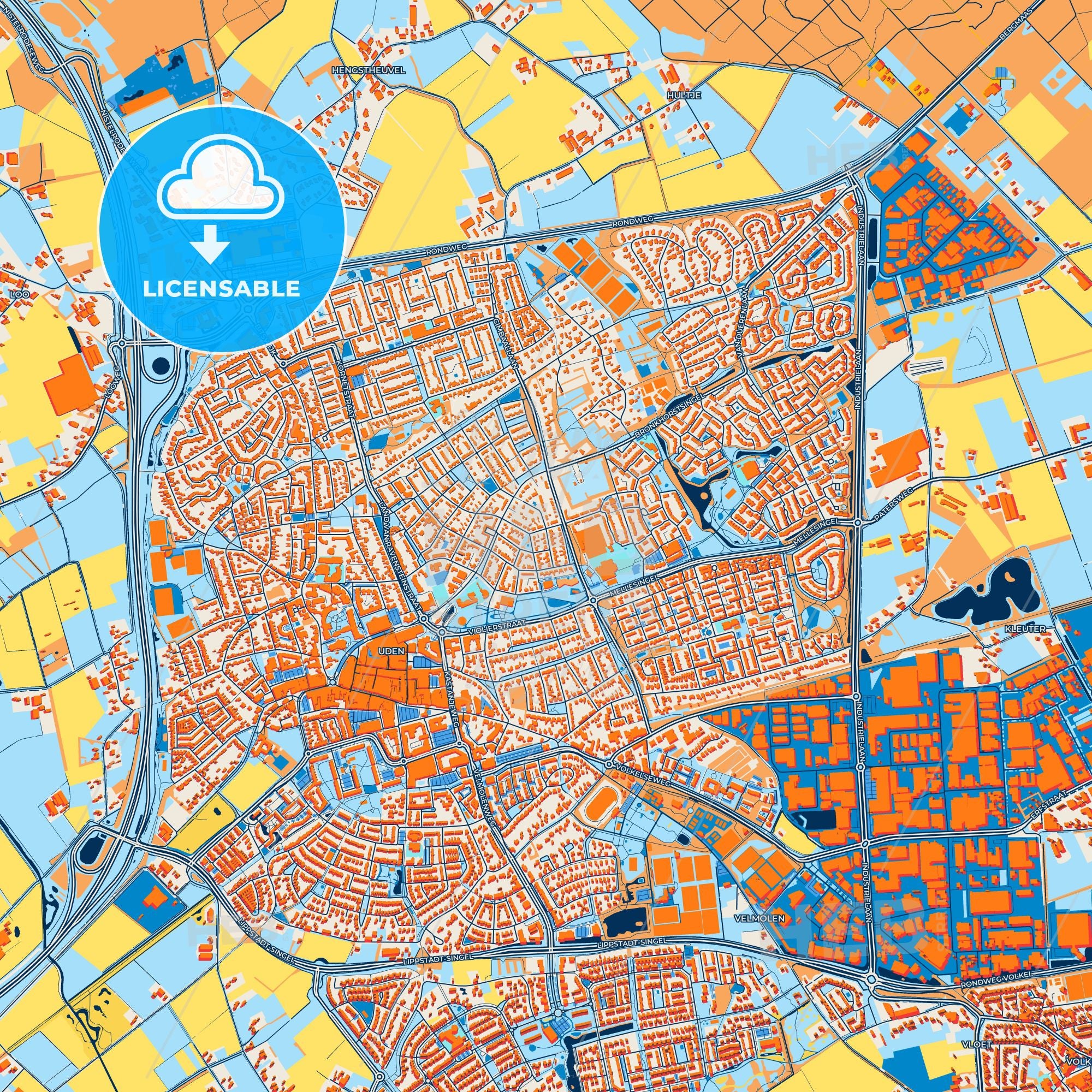 Colorful Uden Street Map - Digital Download – HEBSTREITS