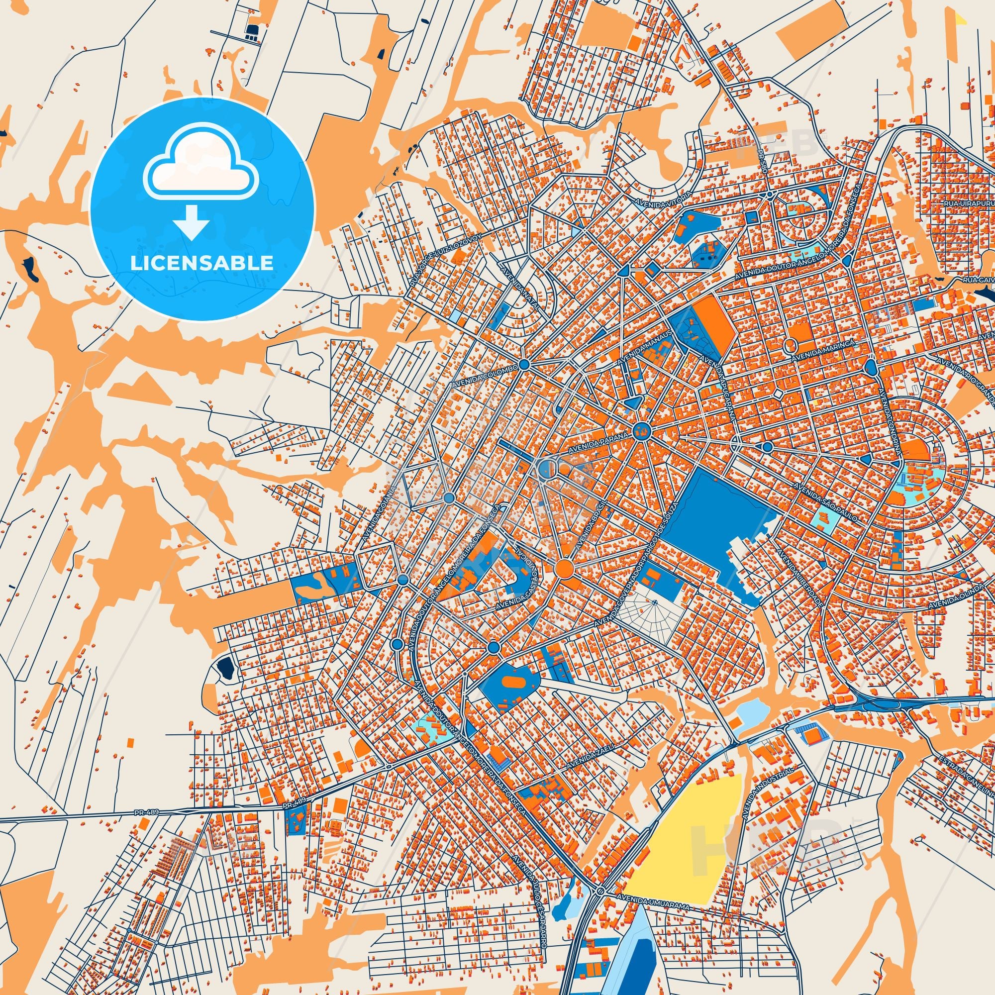 Colorful Umuarama Street Map With Labels And Buildings – HEBSTREITS