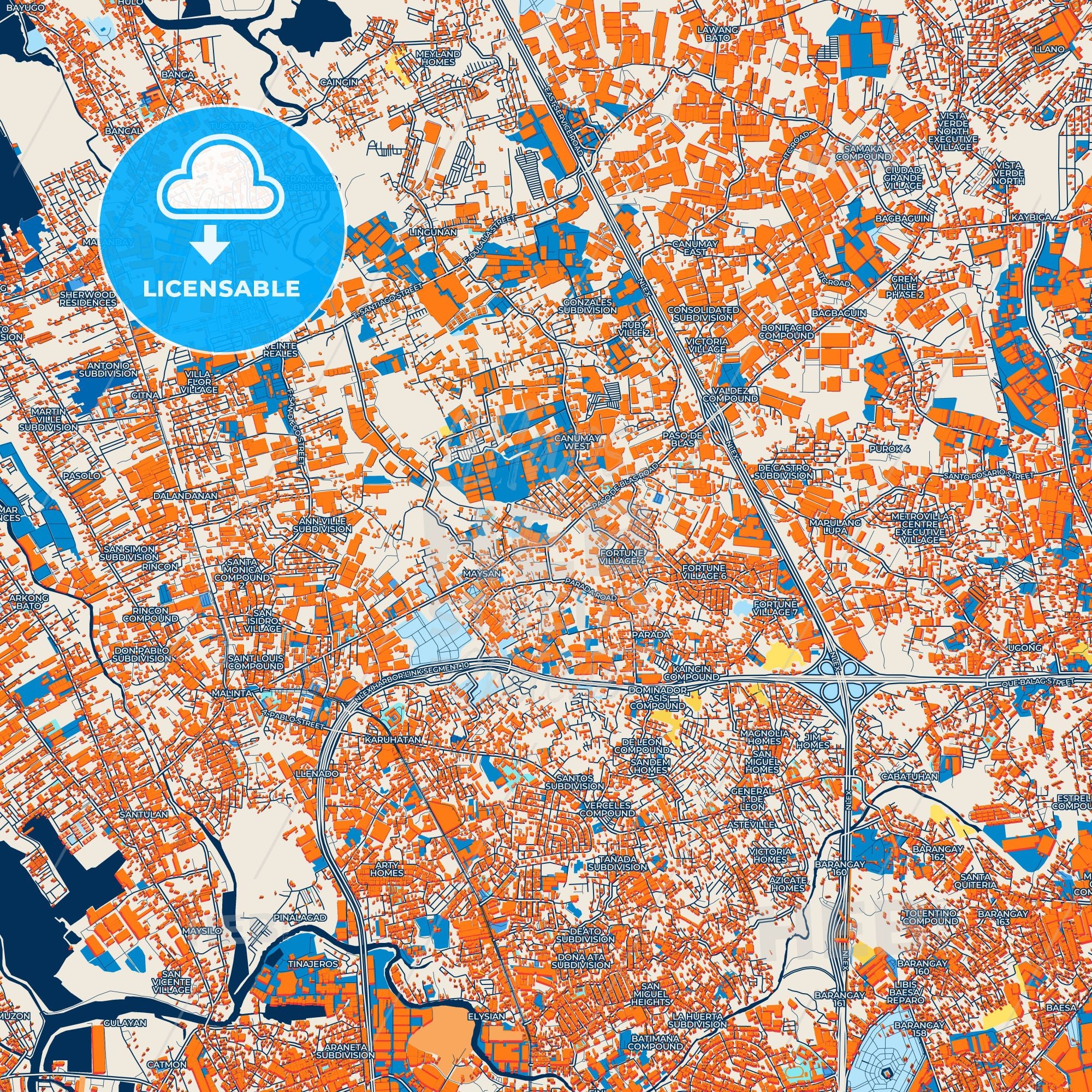 Colorful Valenzuela Street Map - Digital Download – HEBSTREITS