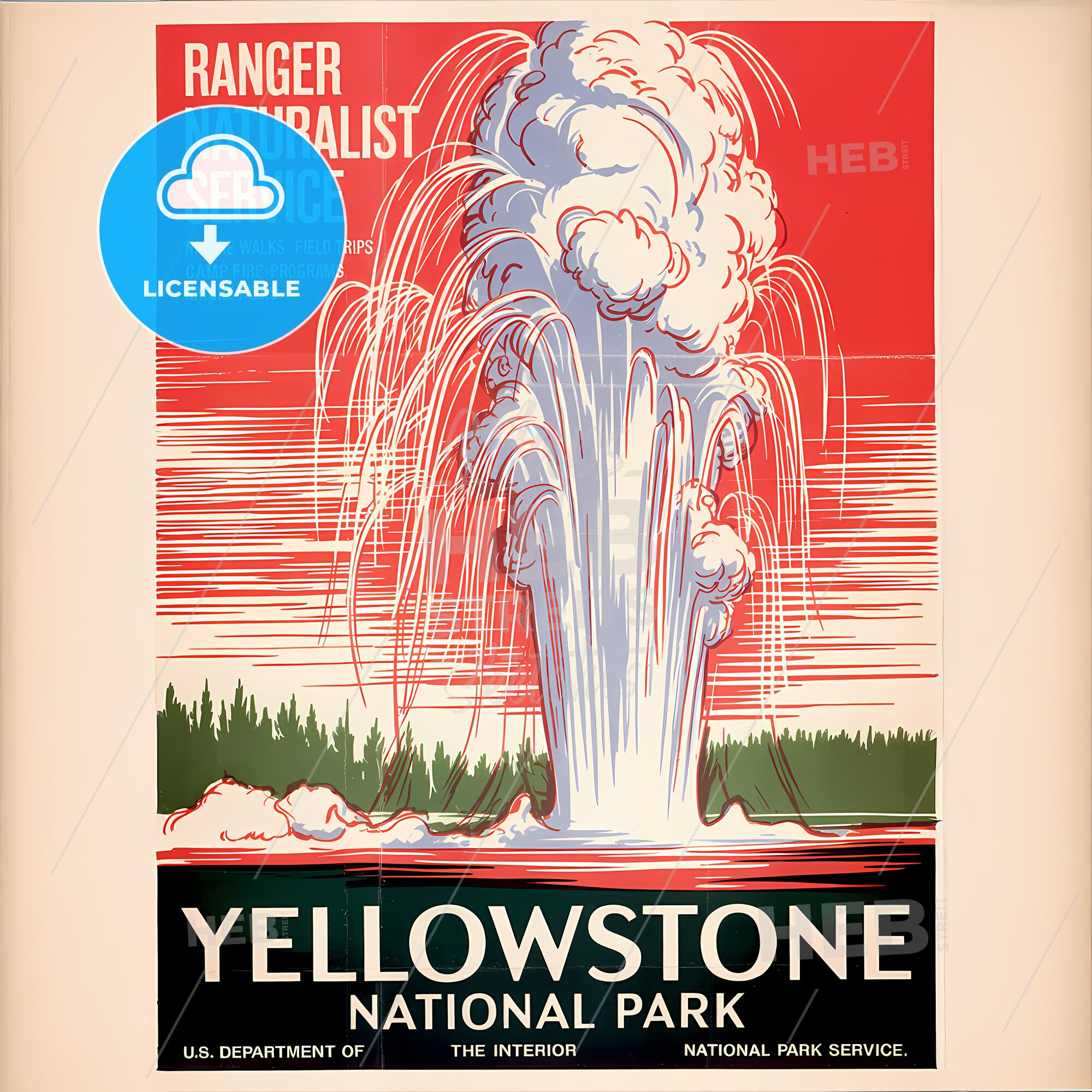 Vintage Geyser Majesty: Yellowstone National Park Travel Poster ...