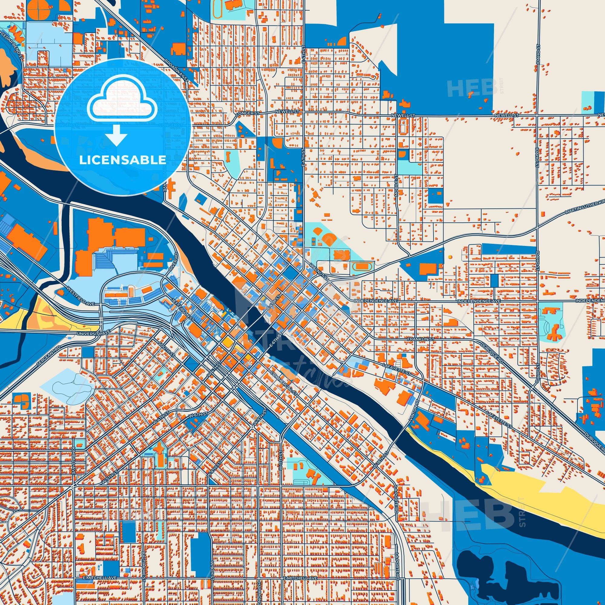 Colorful Waterloo Street Map With Labels And Buildings – HEBSTREITS