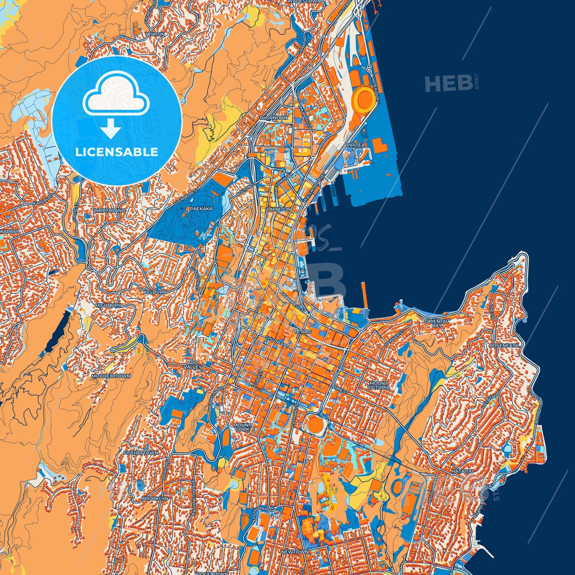 Colorful Wellington Street Map With Labels And Buildings – HEBSTREITS
