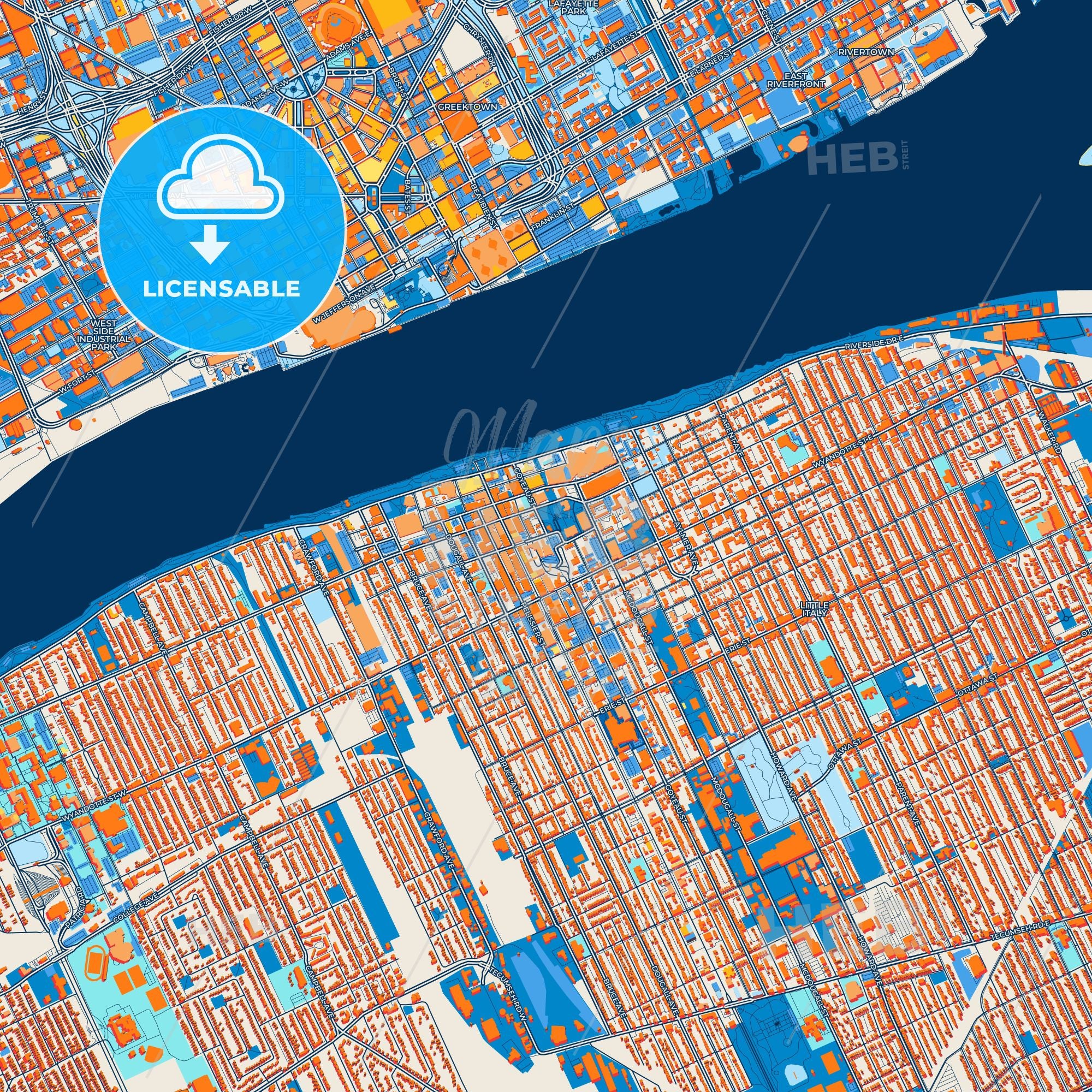 Colorful Windsor Street Map With Labels And Buildings – HEBSTREITS