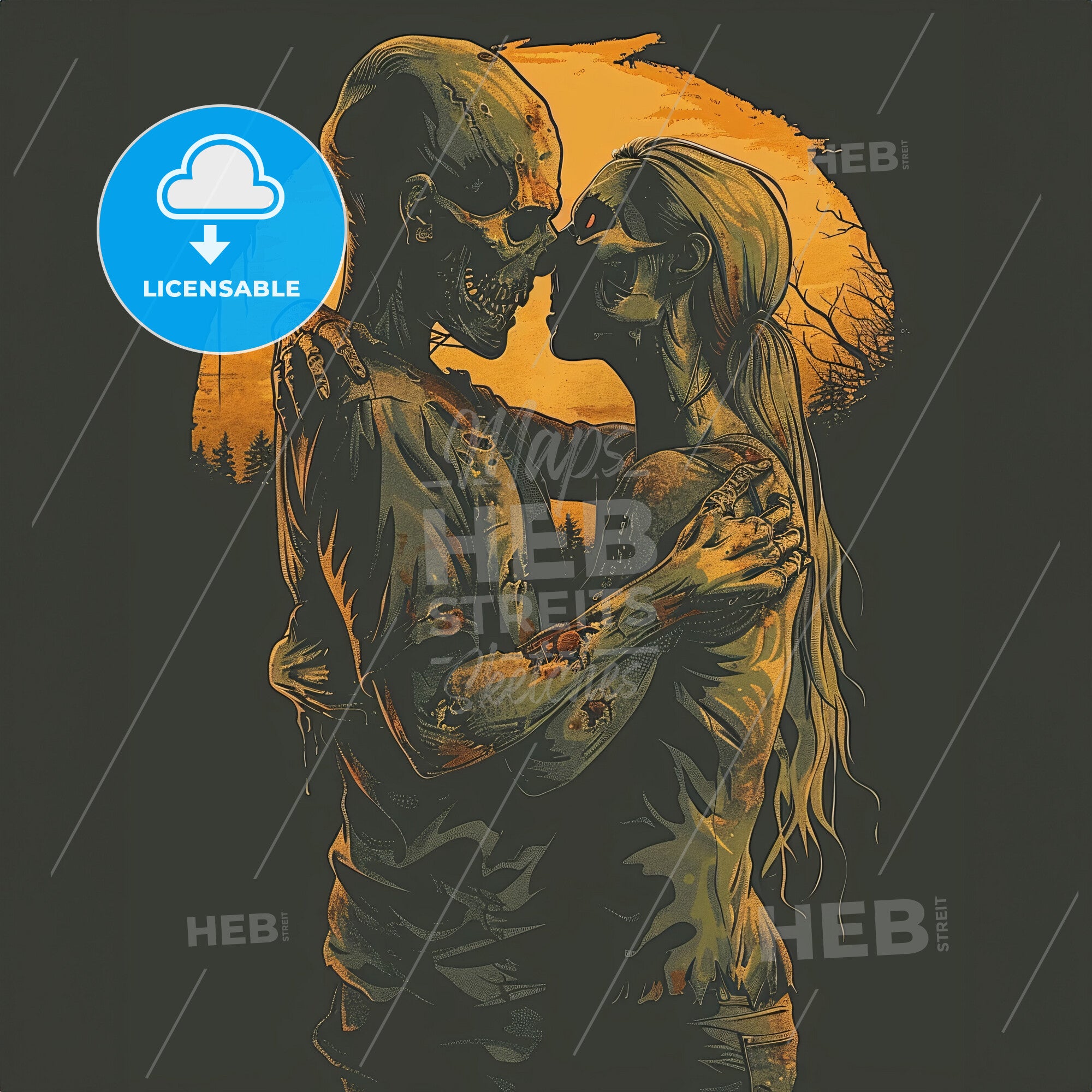 A Skeleton Hugging A Woman – HEBSTREITS