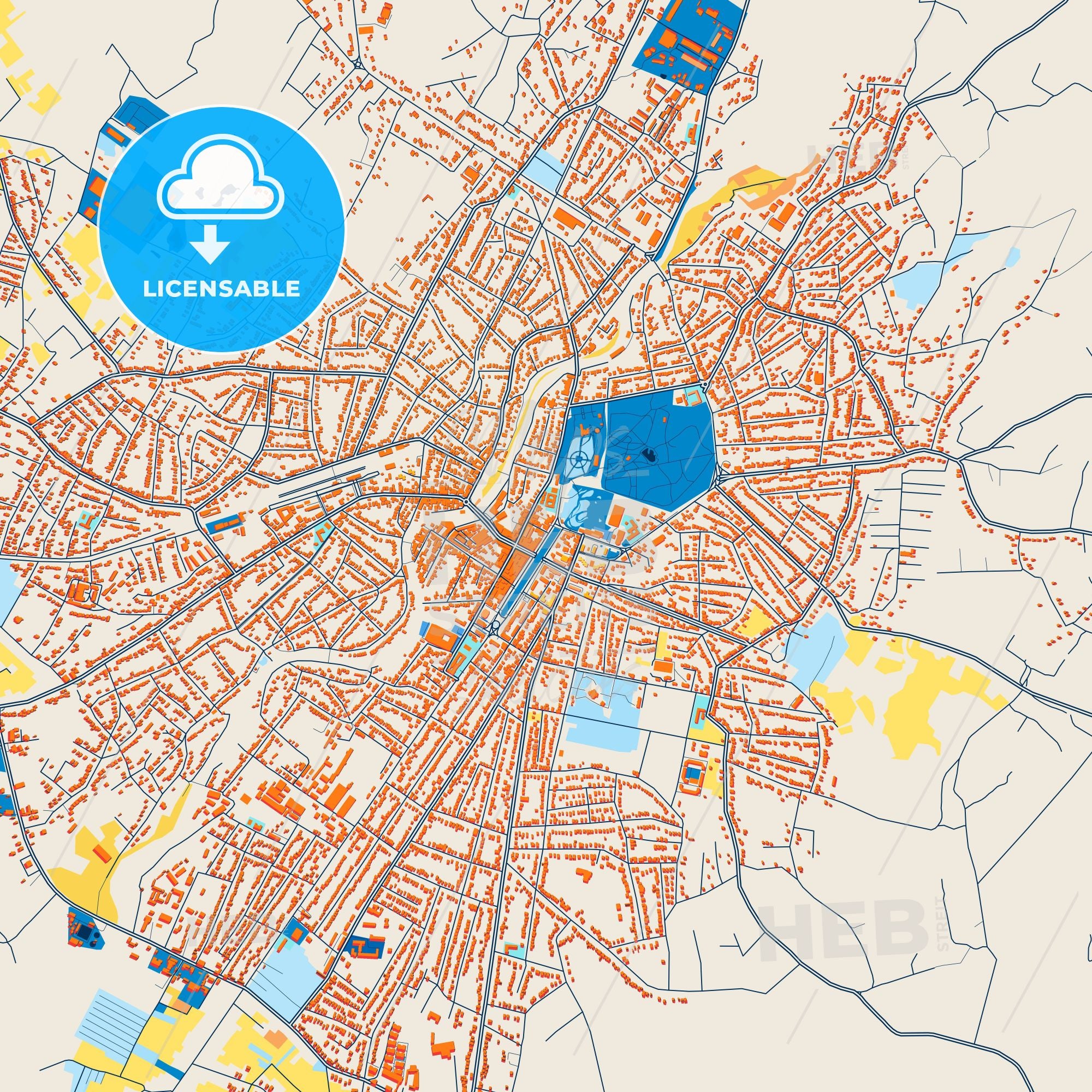 Colorful Zugdidi Street Map With Labels And Buildings – HEBSTREITS