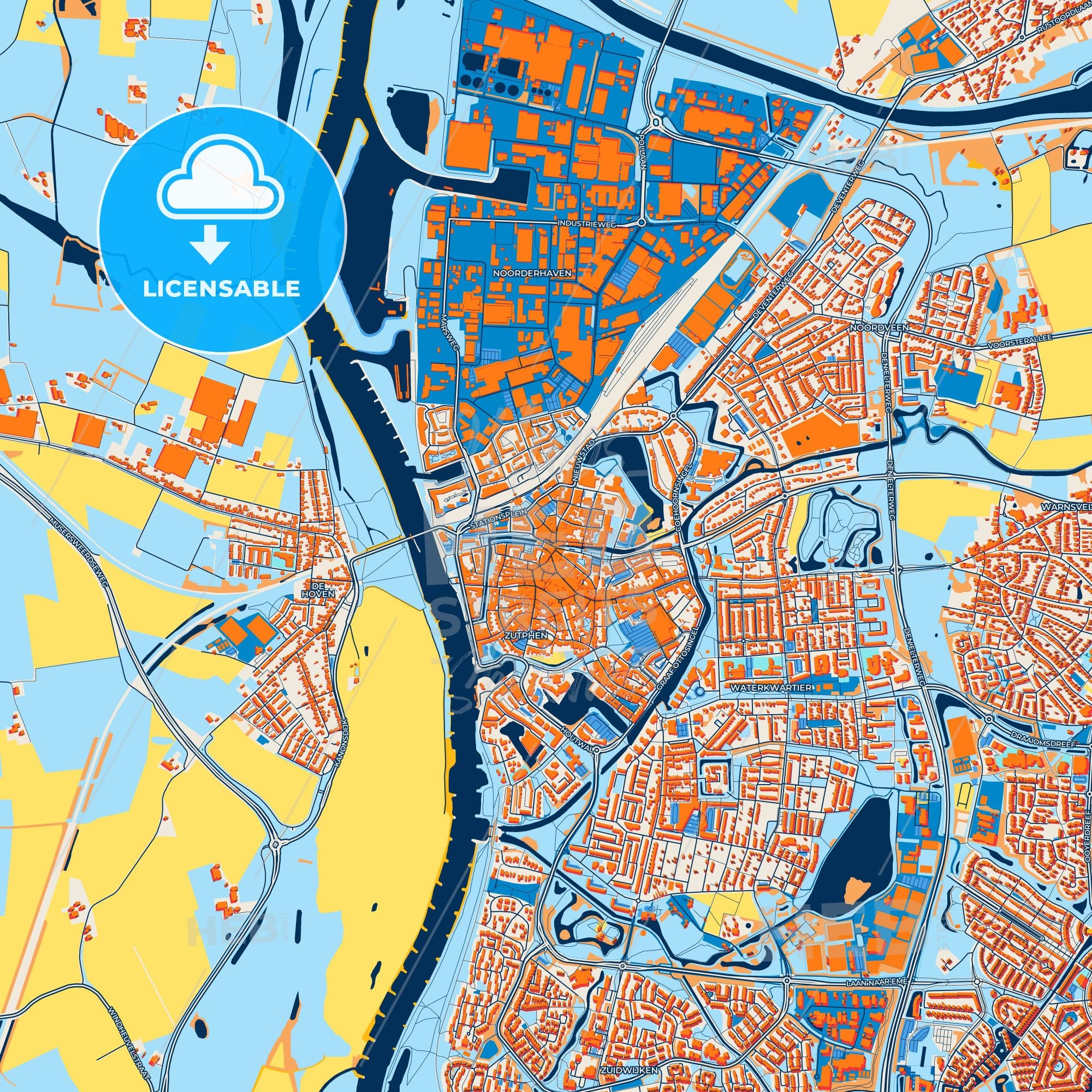 Colorful Zutphen Street Map - Digital Download – HEBSTREITS