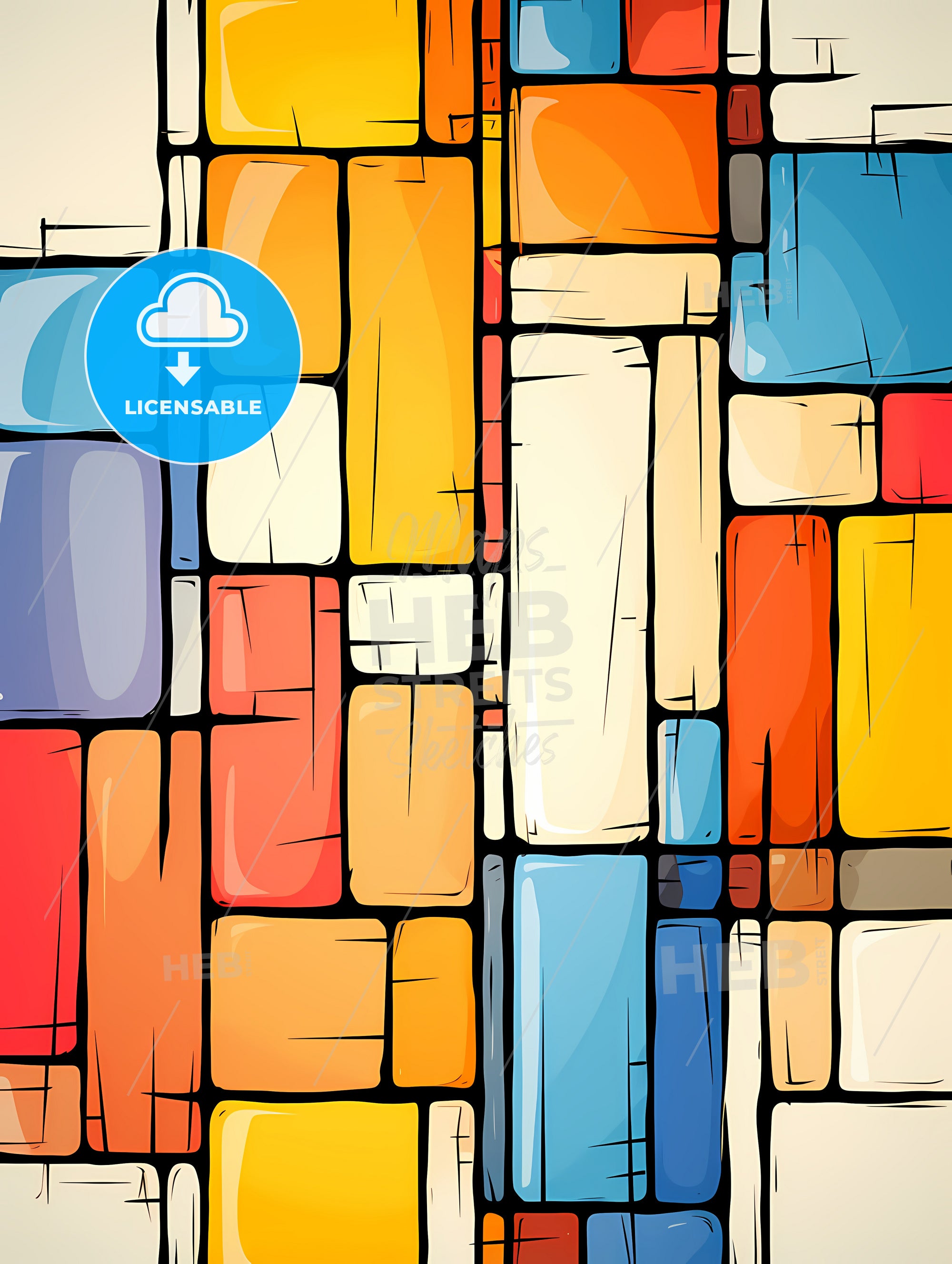 Colorful Rectangular Shapes On A White Background - HEBSTREITS