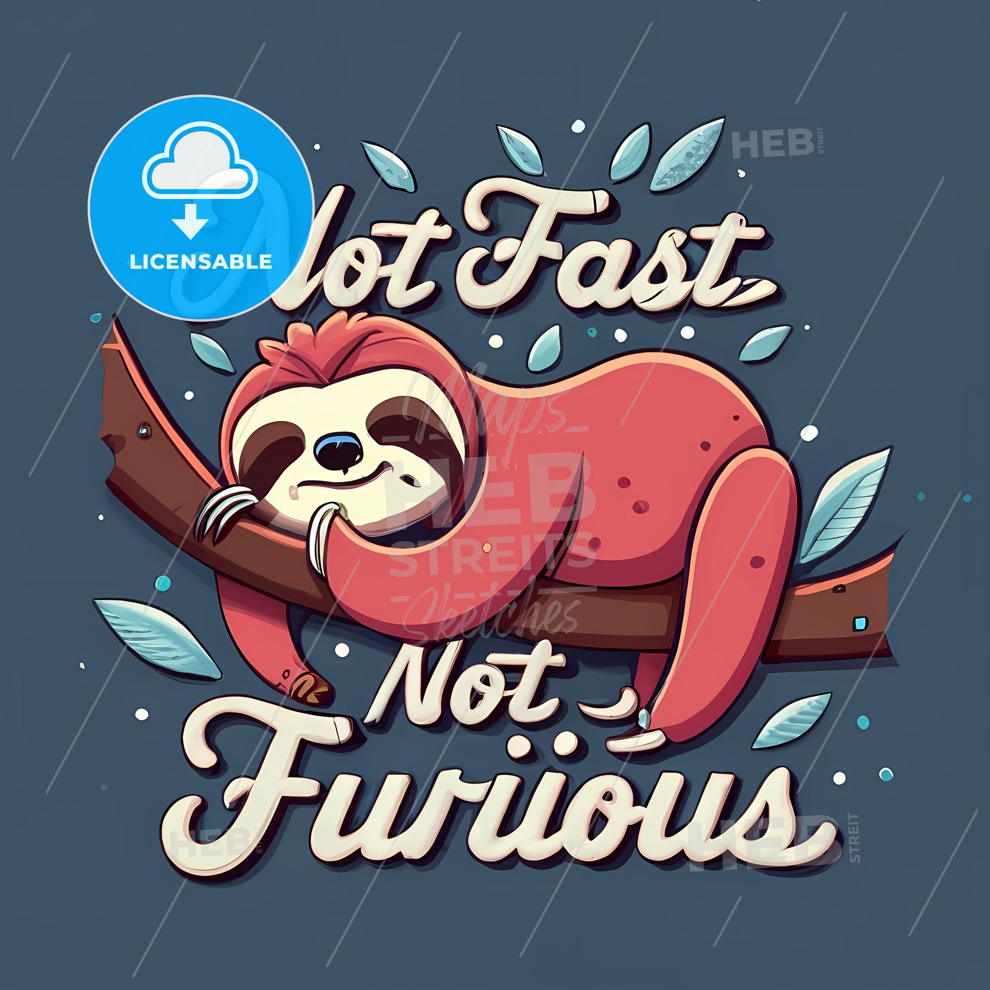 Not Fast, Not Furious - A Cartoon Sloth On A Tree Branch – HEBSTREITS