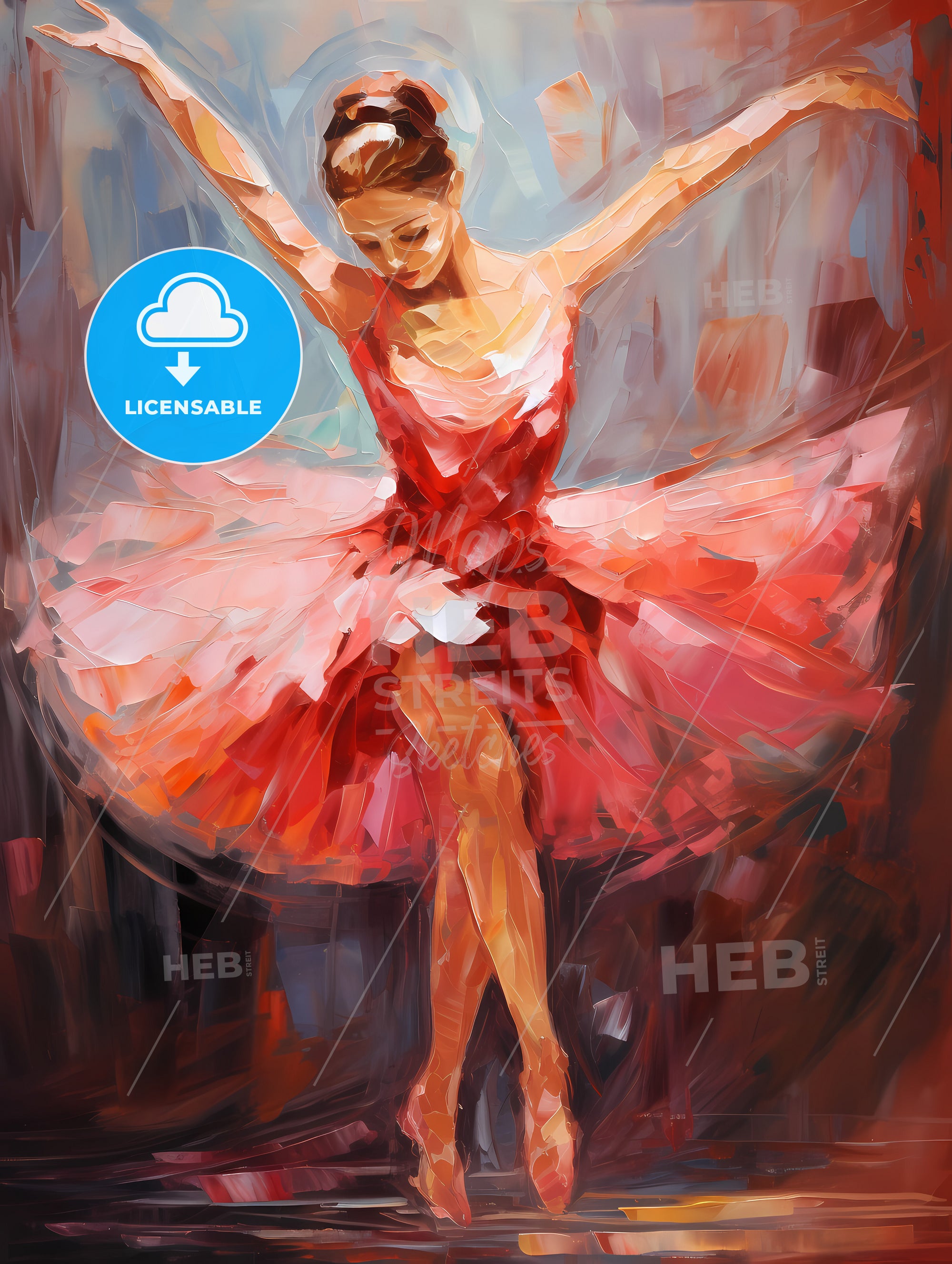 Hand Drawing Picture With Red Ballet Dancer – HEBSTREITS