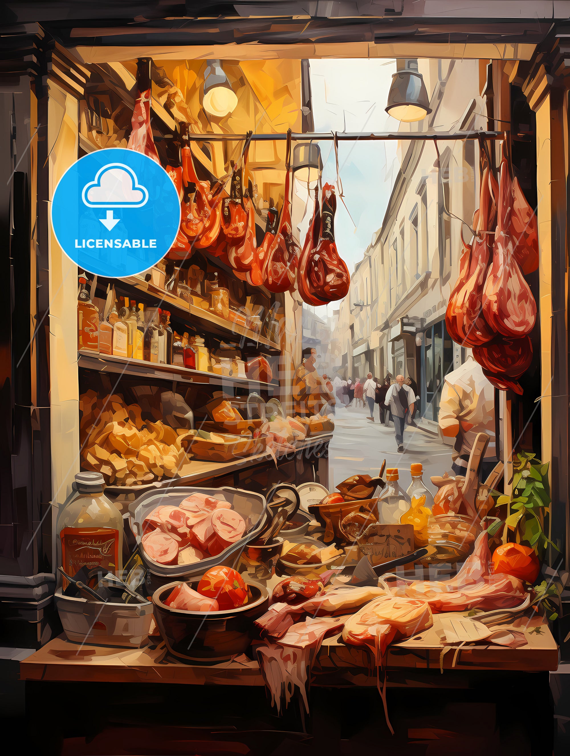 Typical shop window of a traditional irish butcher - HEBSTREITS Stock Image