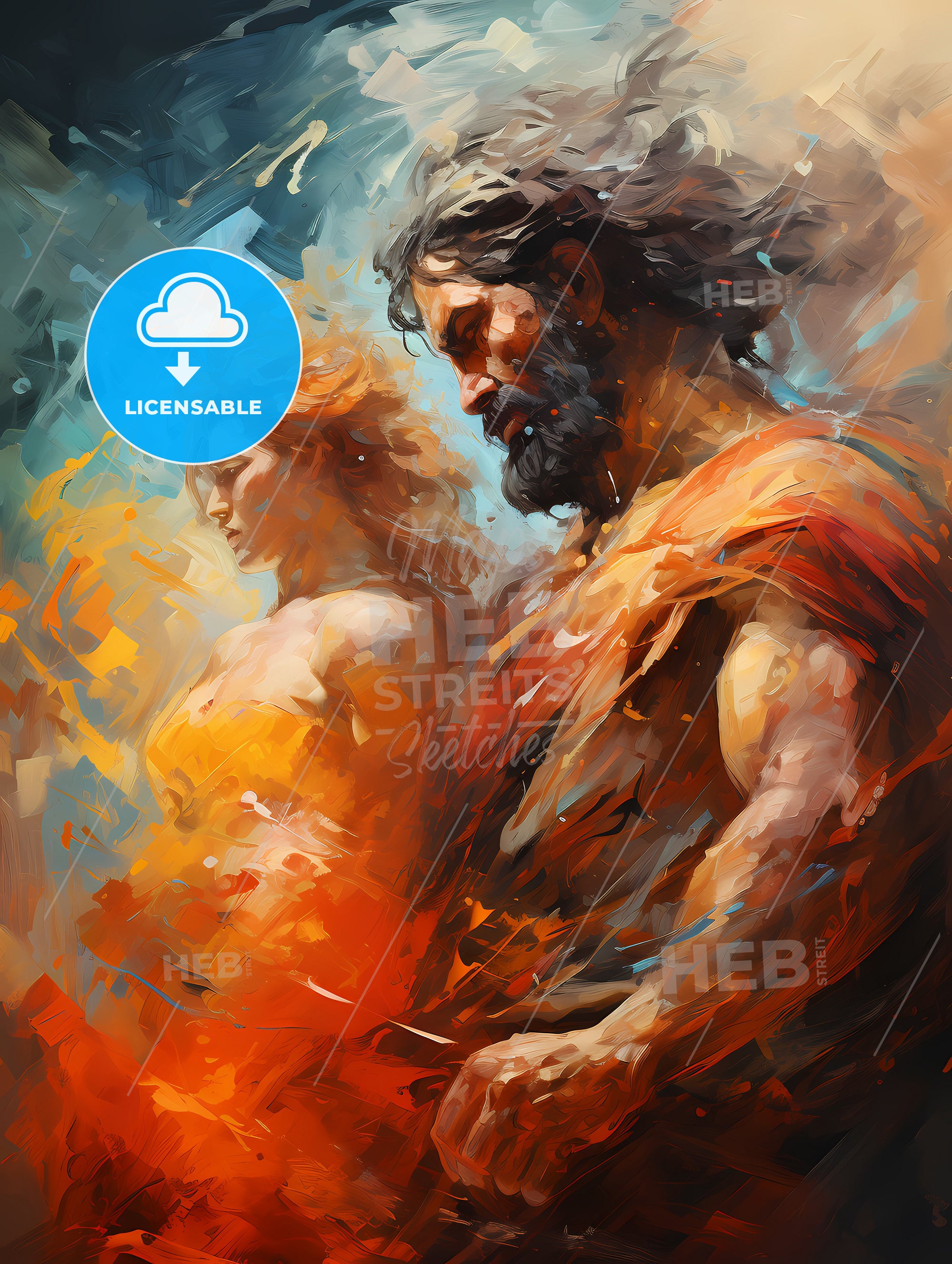 Odysseus defeated the Minotaur - HEBSTREITS Stock Image