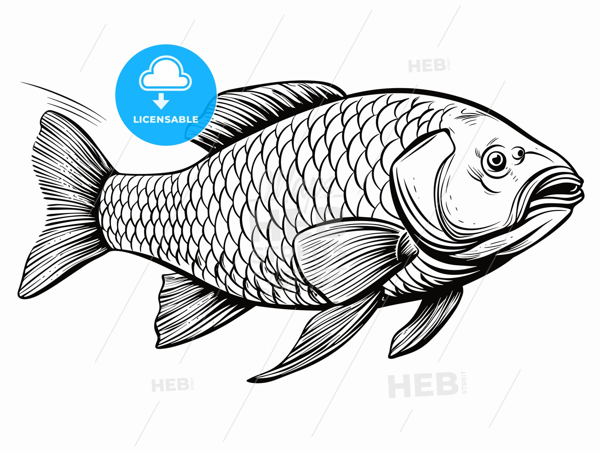 common carp fish drawing