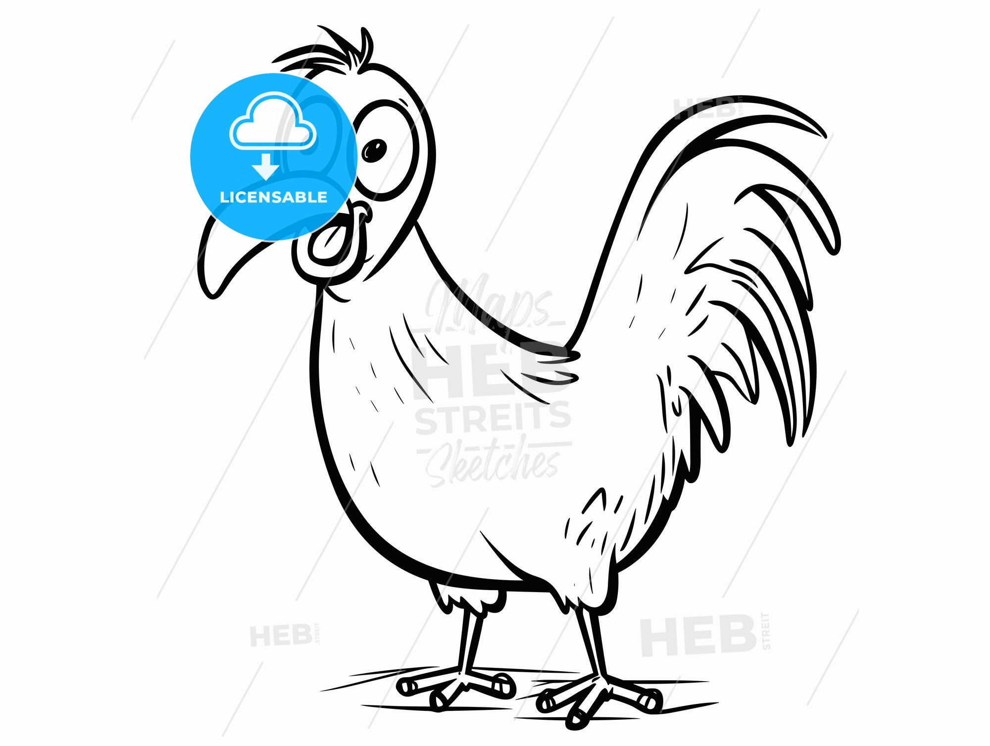 Confused Hen Cartoon Line Art. – HEBSTREITS