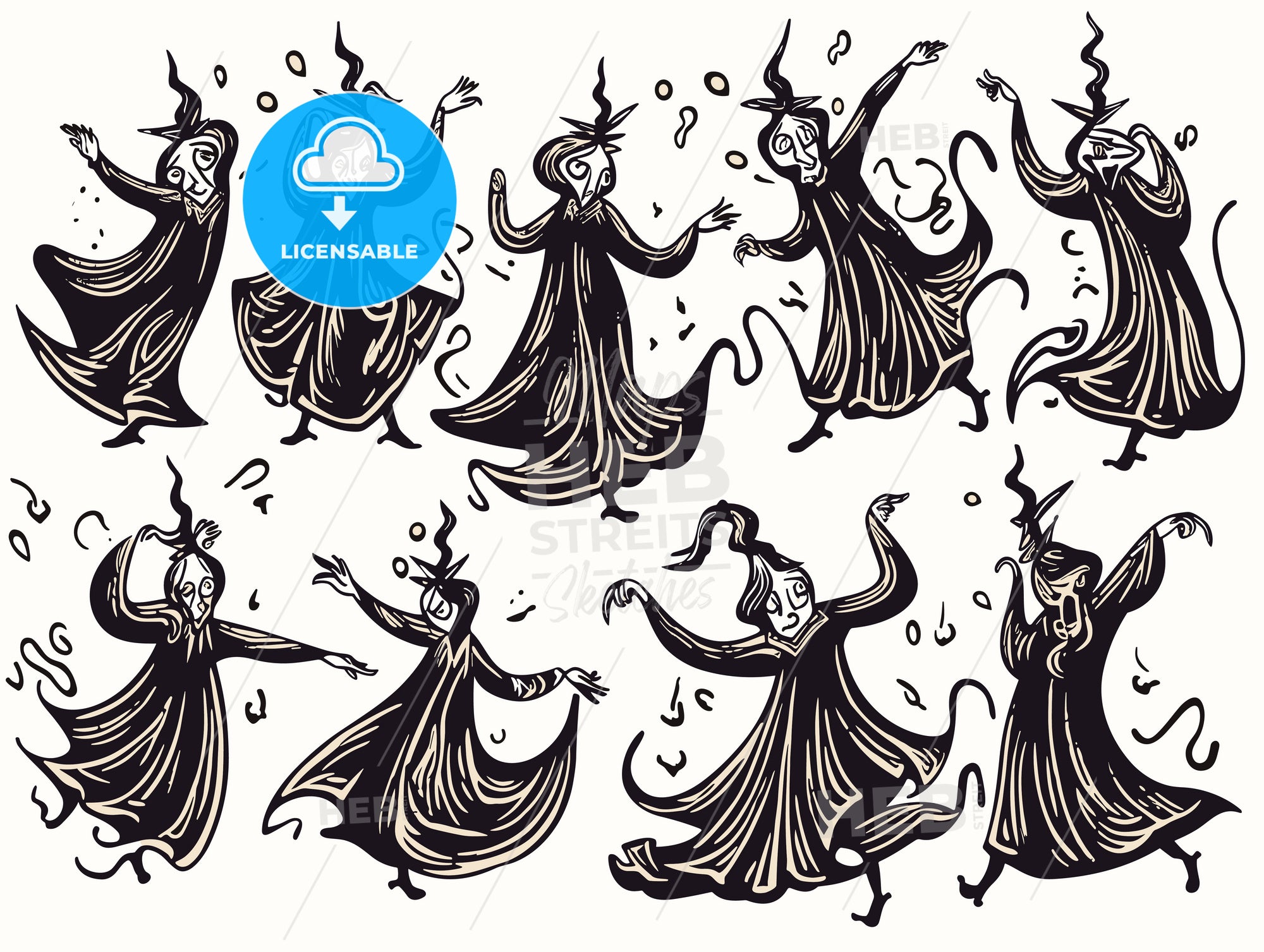 medieval satanic dancing witches. - HEBSTREITS Stock Image