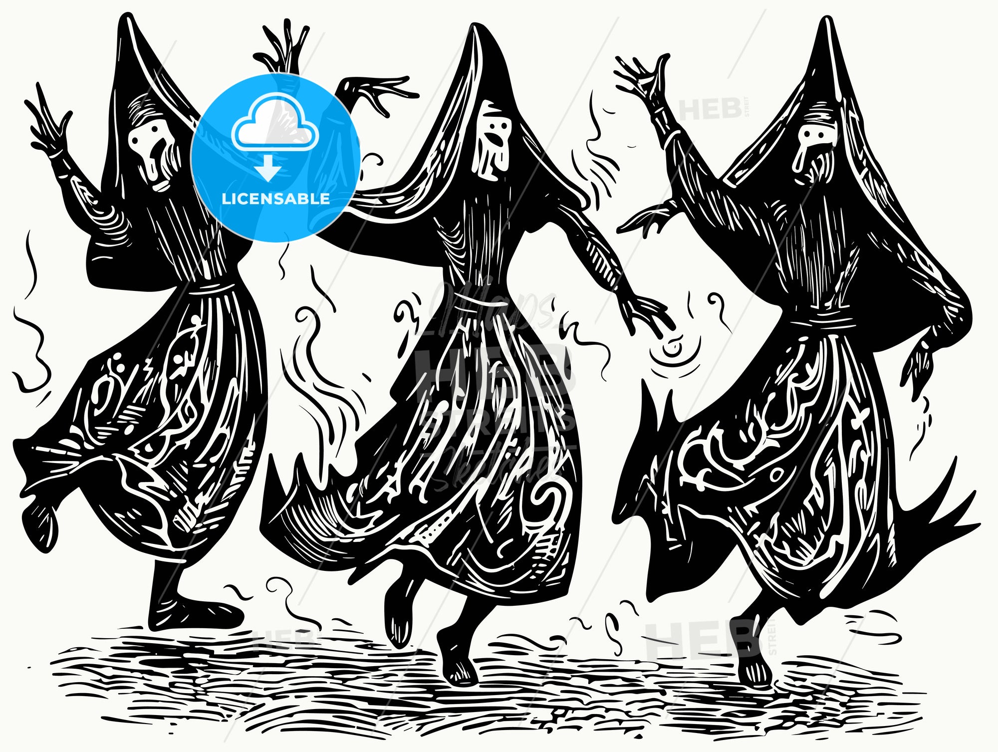 medieval satanic dancing witches. - HEBSTREITS Stock Image