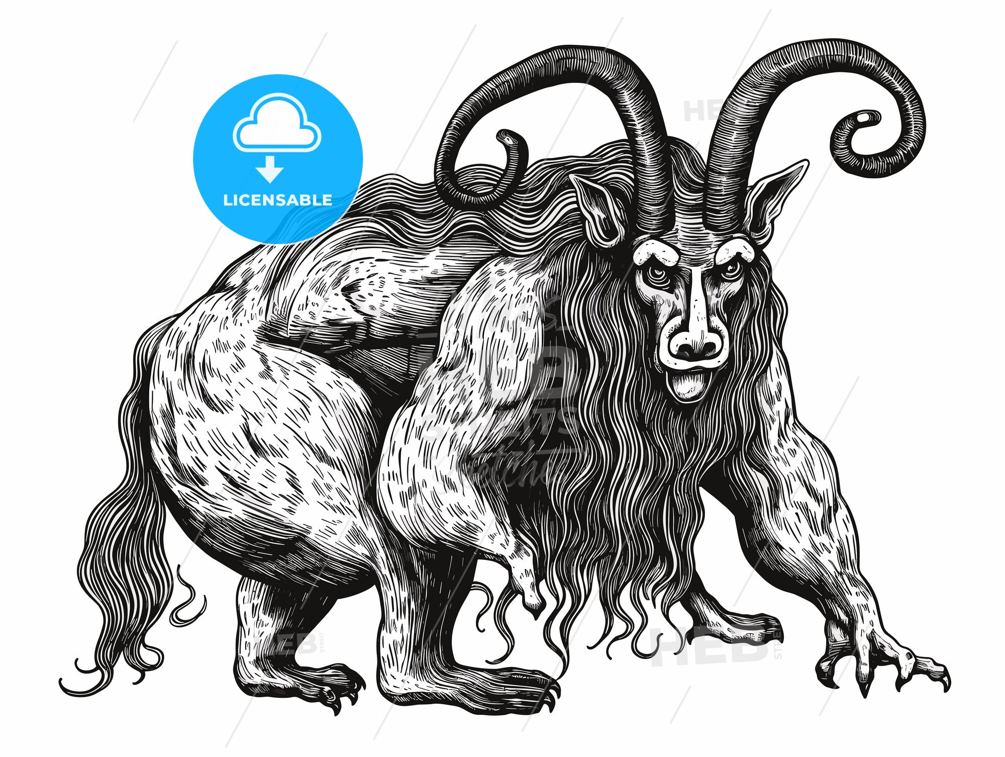 mythologic satyr medieval bestiary. - HEBSTREITS Stock Image
