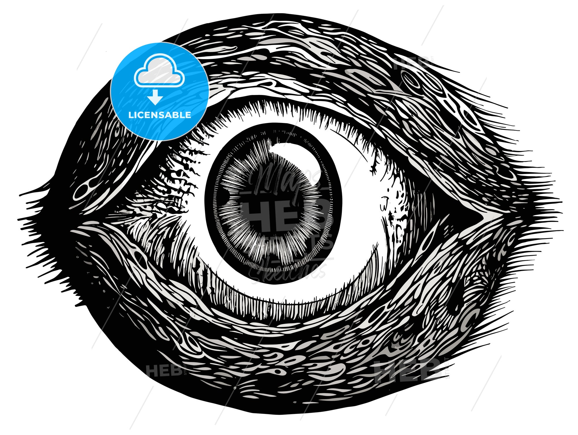 Pen And Ink Illustration Of An Eyeball Man. – HEBSTREITS