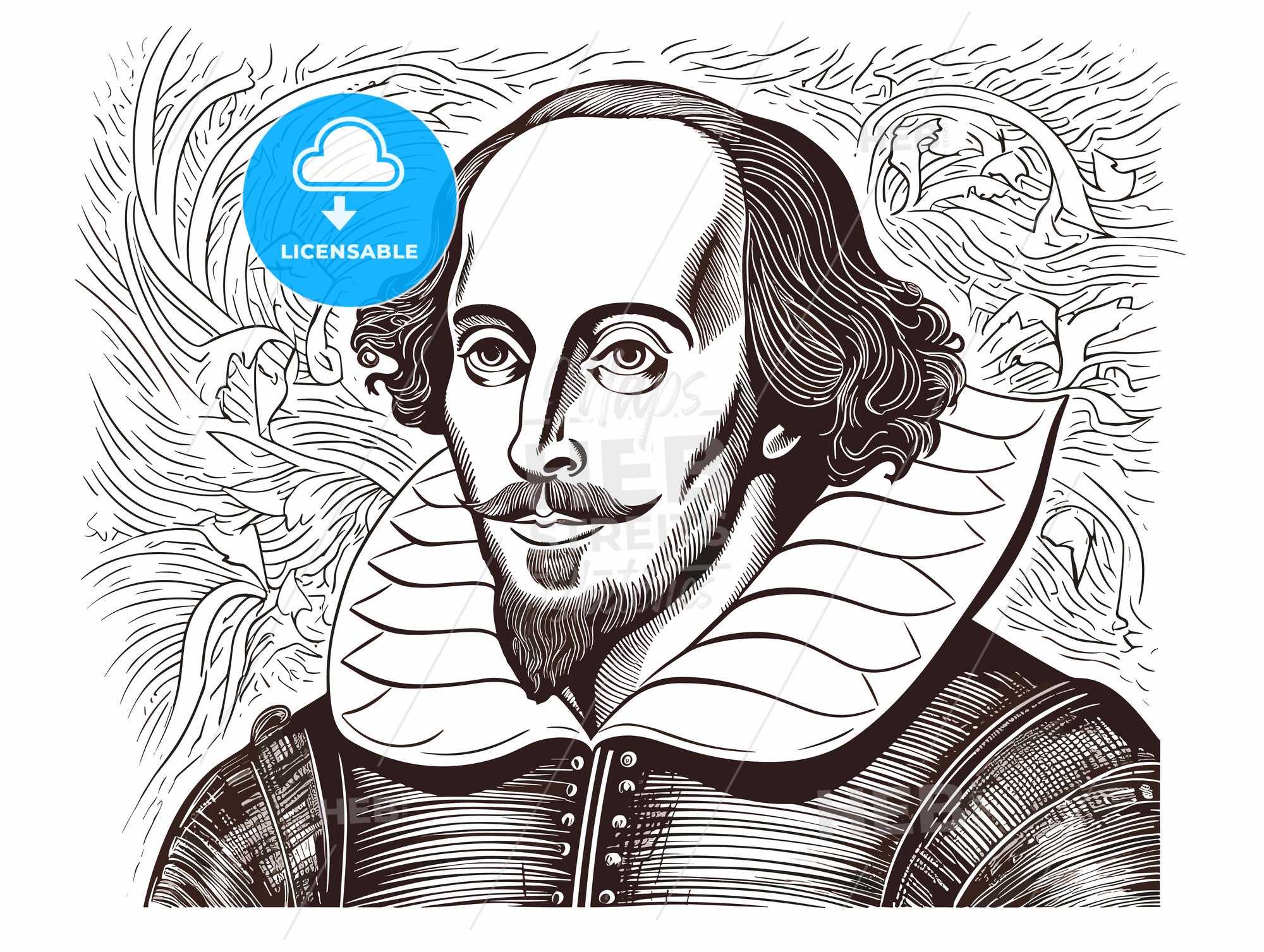 Stylized Illustration Of William Shakespeare. – HEBSTREITS