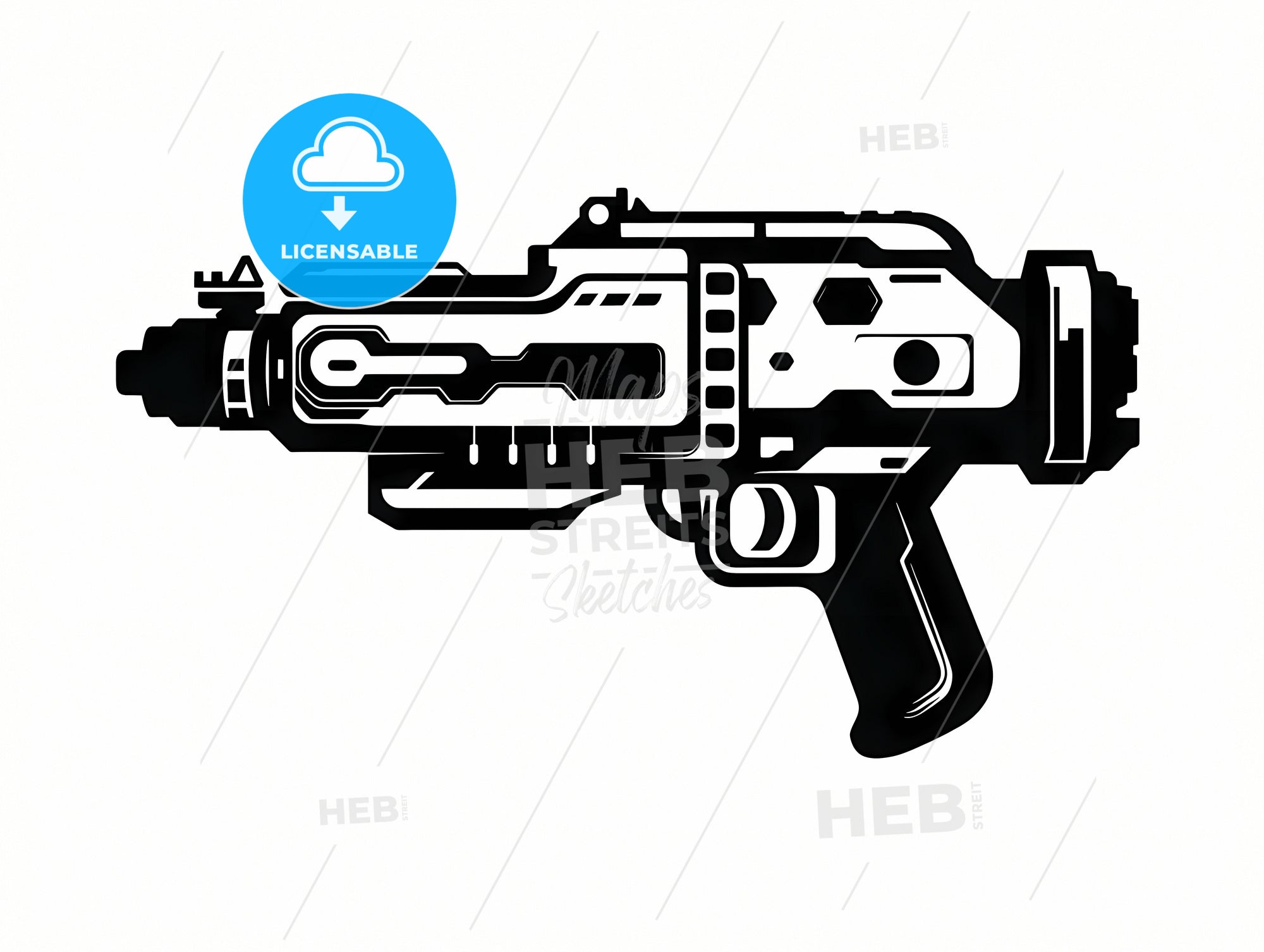 A Black And White Drawing Of A Gun – HEBSTREITS