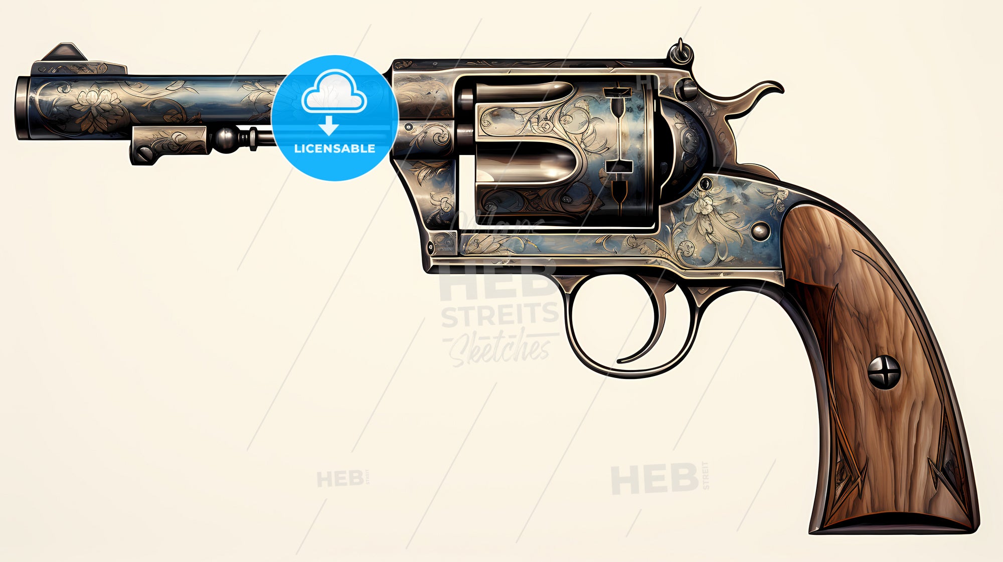 A Drawing Of A Gun - HEBSTREITS Stock Image