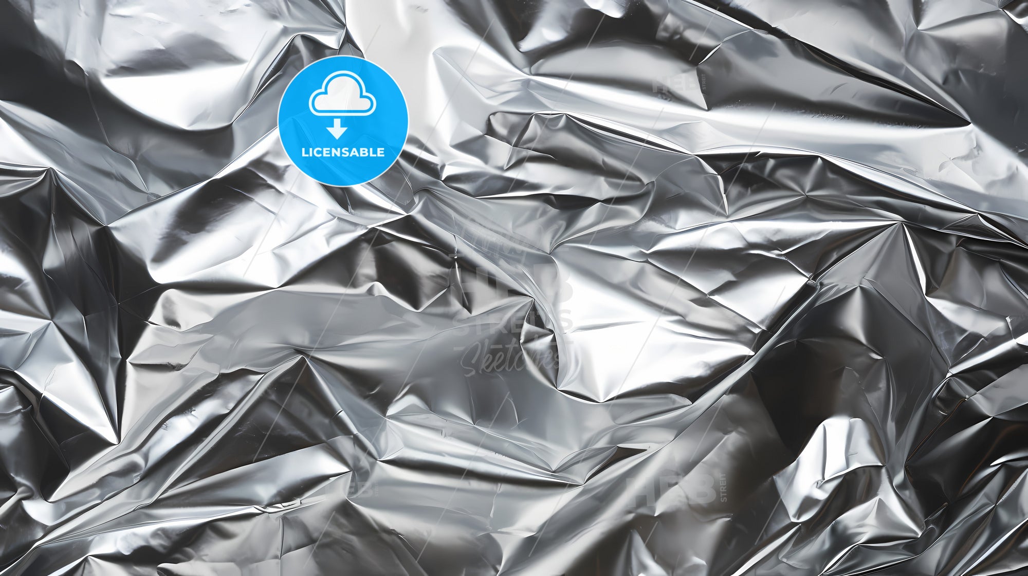 A Close Up Of A Crumpled Silver Foil - HEBSTREITS Stock Image