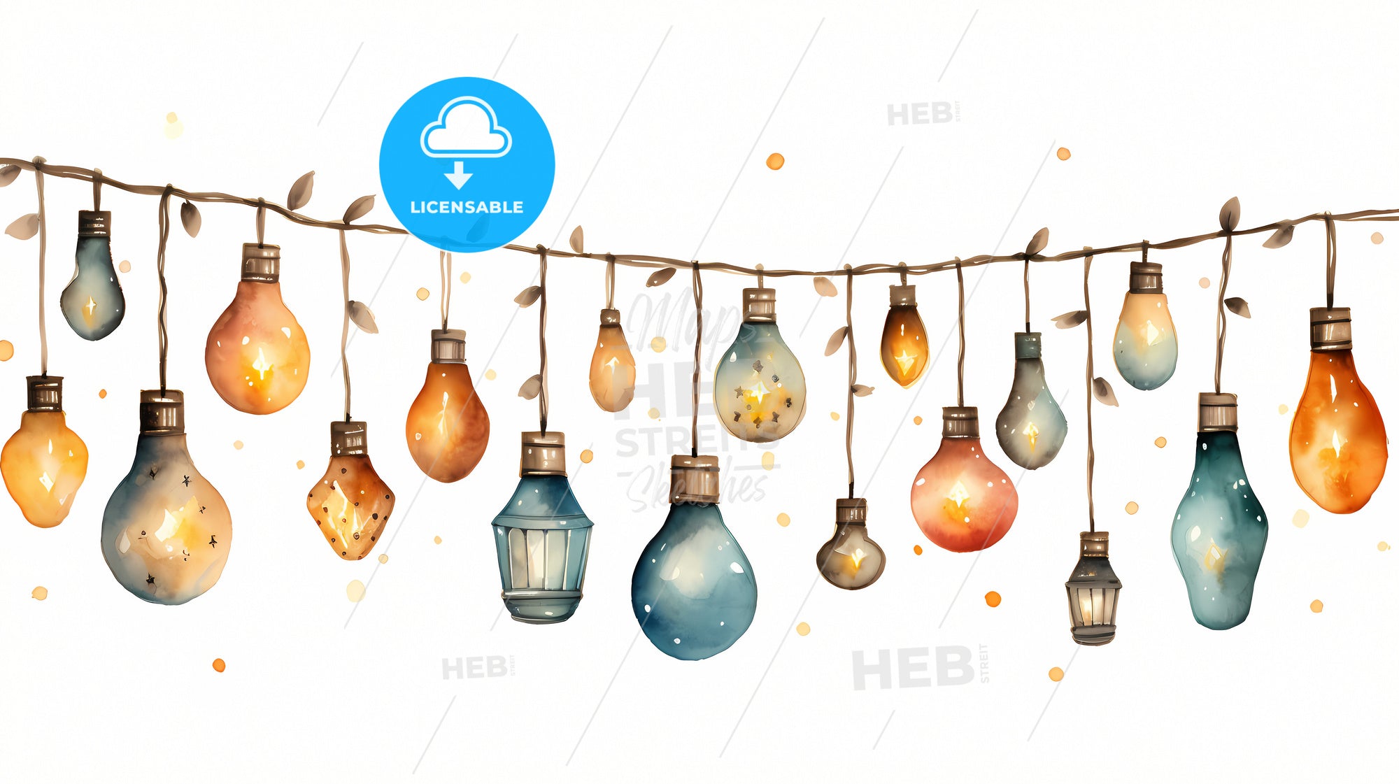 A String Of Lights With Lights From It - HEBSTREITS Stock Image