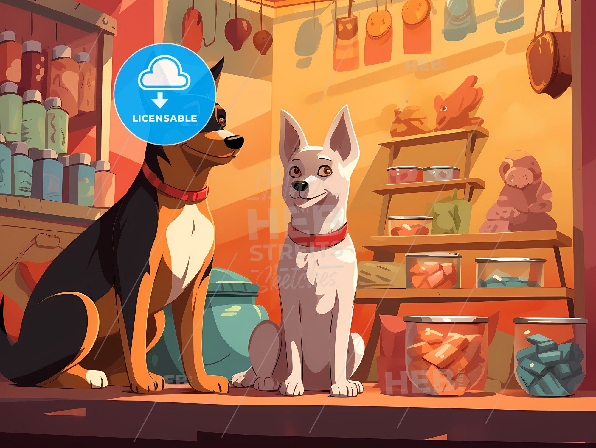 A Cartoon Of Dogs Sitting In A Kitchen – HEBSTREITS