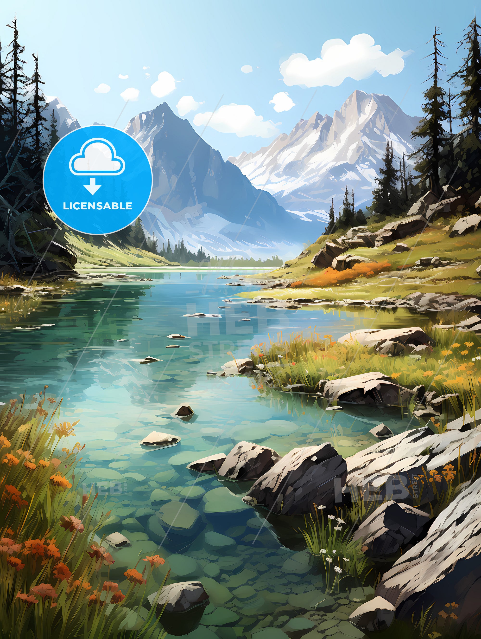 Banff National Park, A River With Rocks And Trees In Front Of Mountains ...