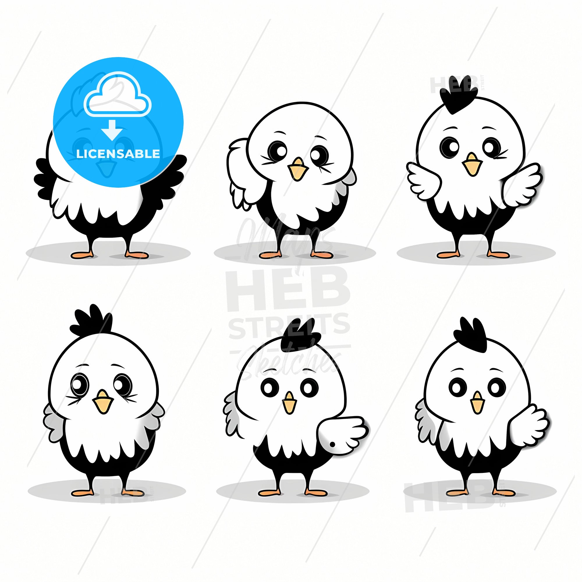 Cute Chibi Chicken Character, A Group Of Cartoon Birds – HEBSTREITS