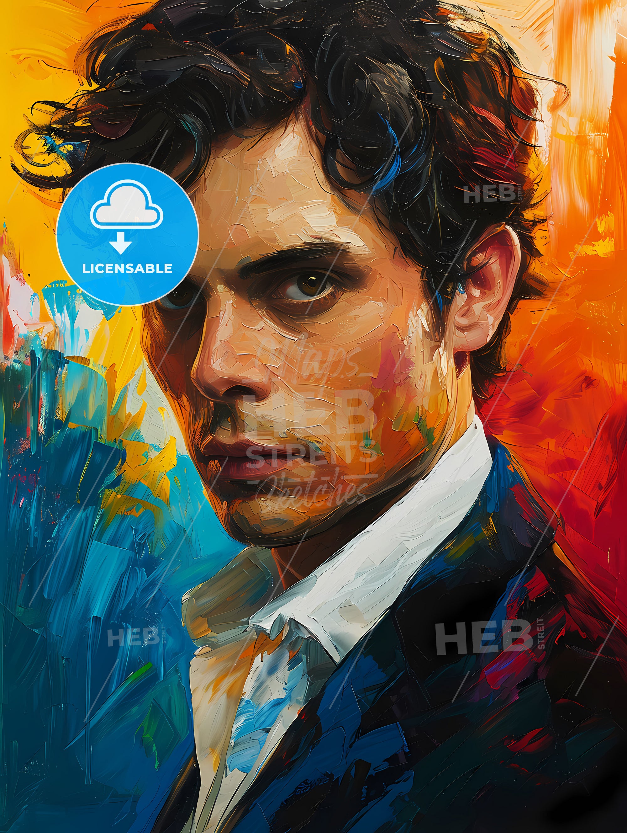 Hal 9000 Portrait With Colorful Background, A Man With Dark Hair ...