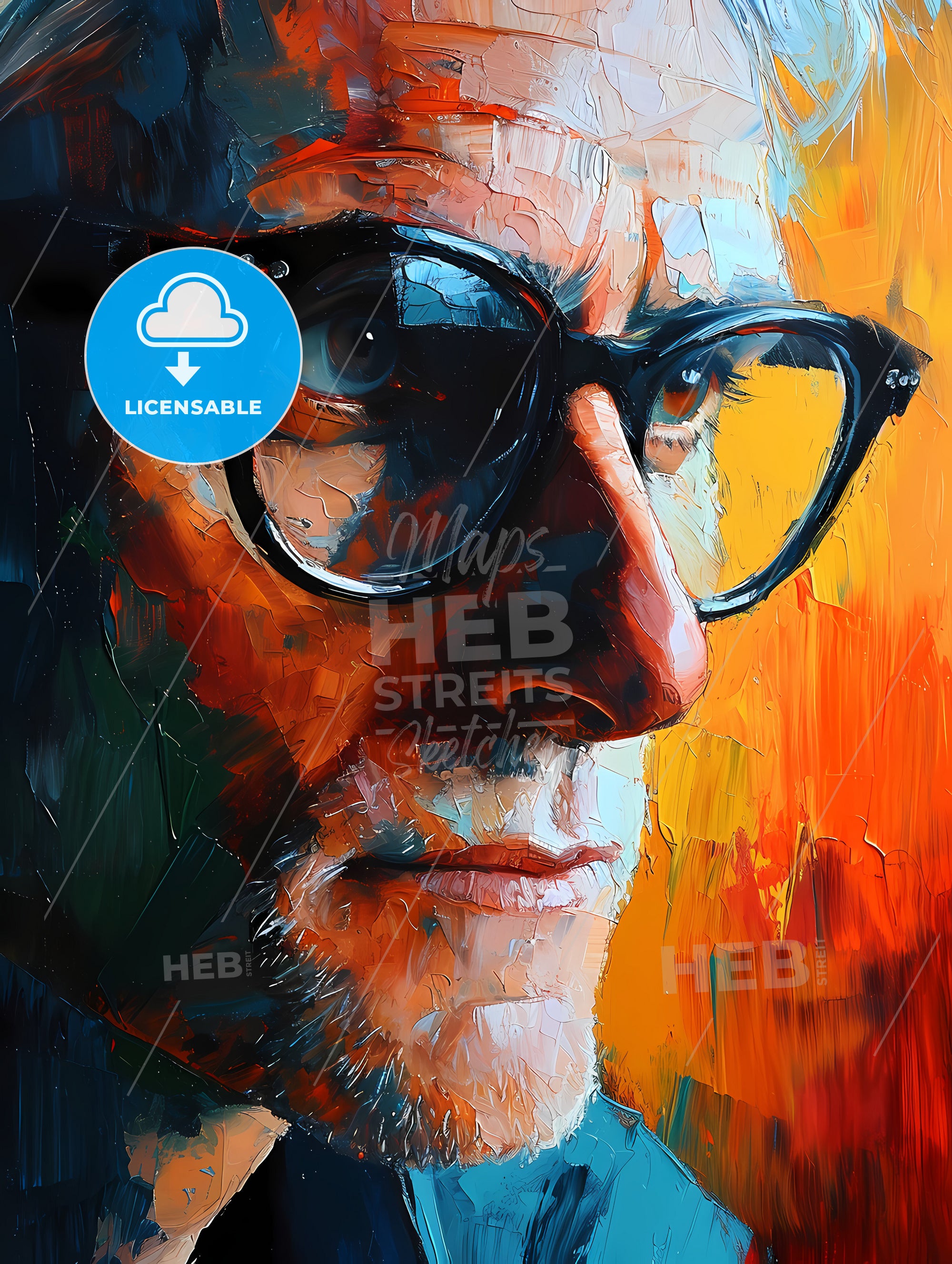 Hal 9000 Portrait With Colorful Background, A Man Wearing Glasses ...