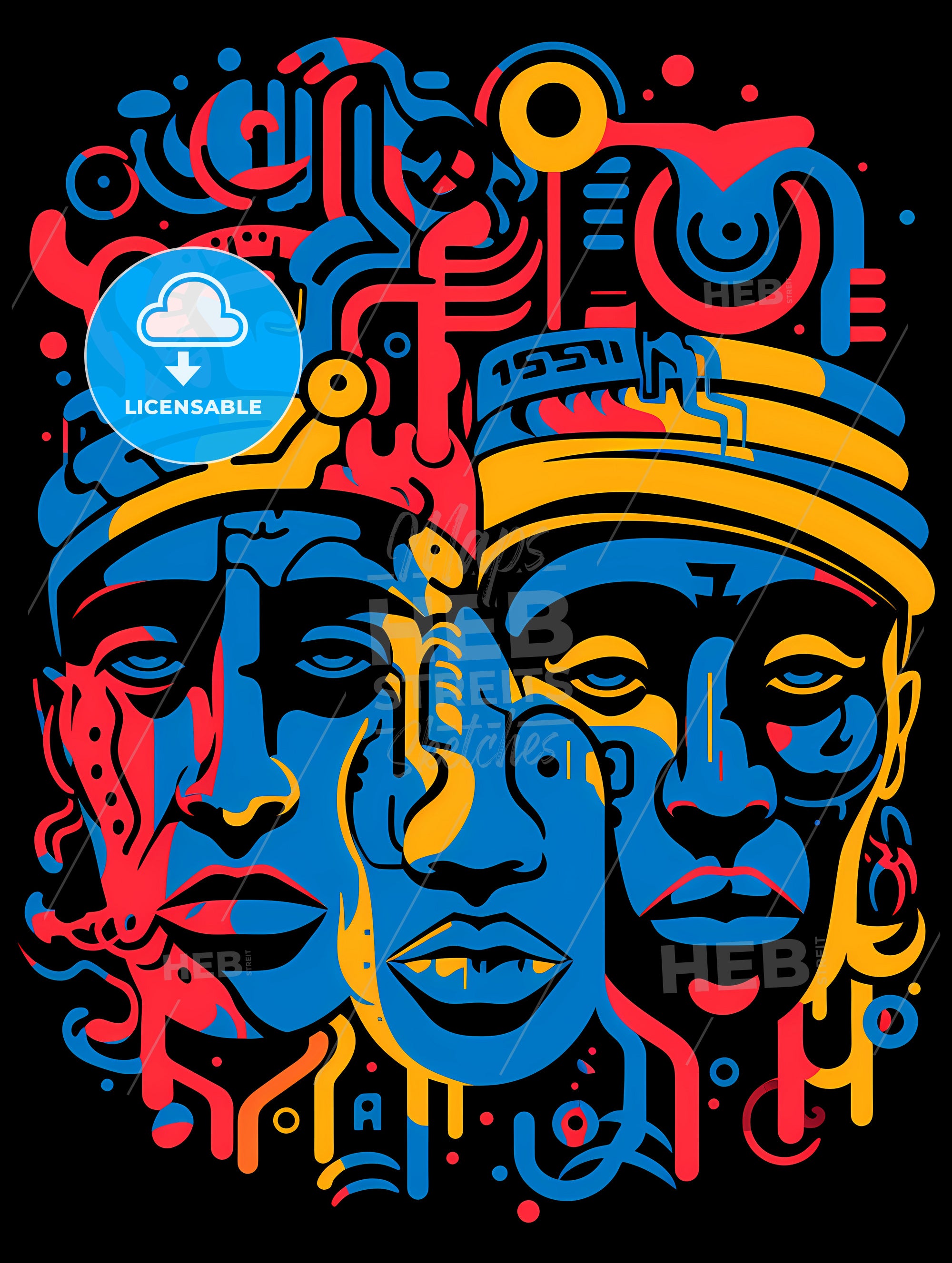 Illustration Of A Tribe Called Quest, A Colorful Art Of Faces – HEBSTREITS