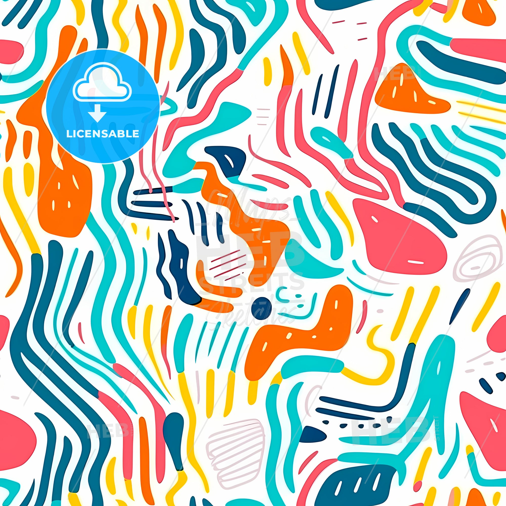 Colorful Line Doodle Seamless Pattern, A Colorful Pattern With Lines ...