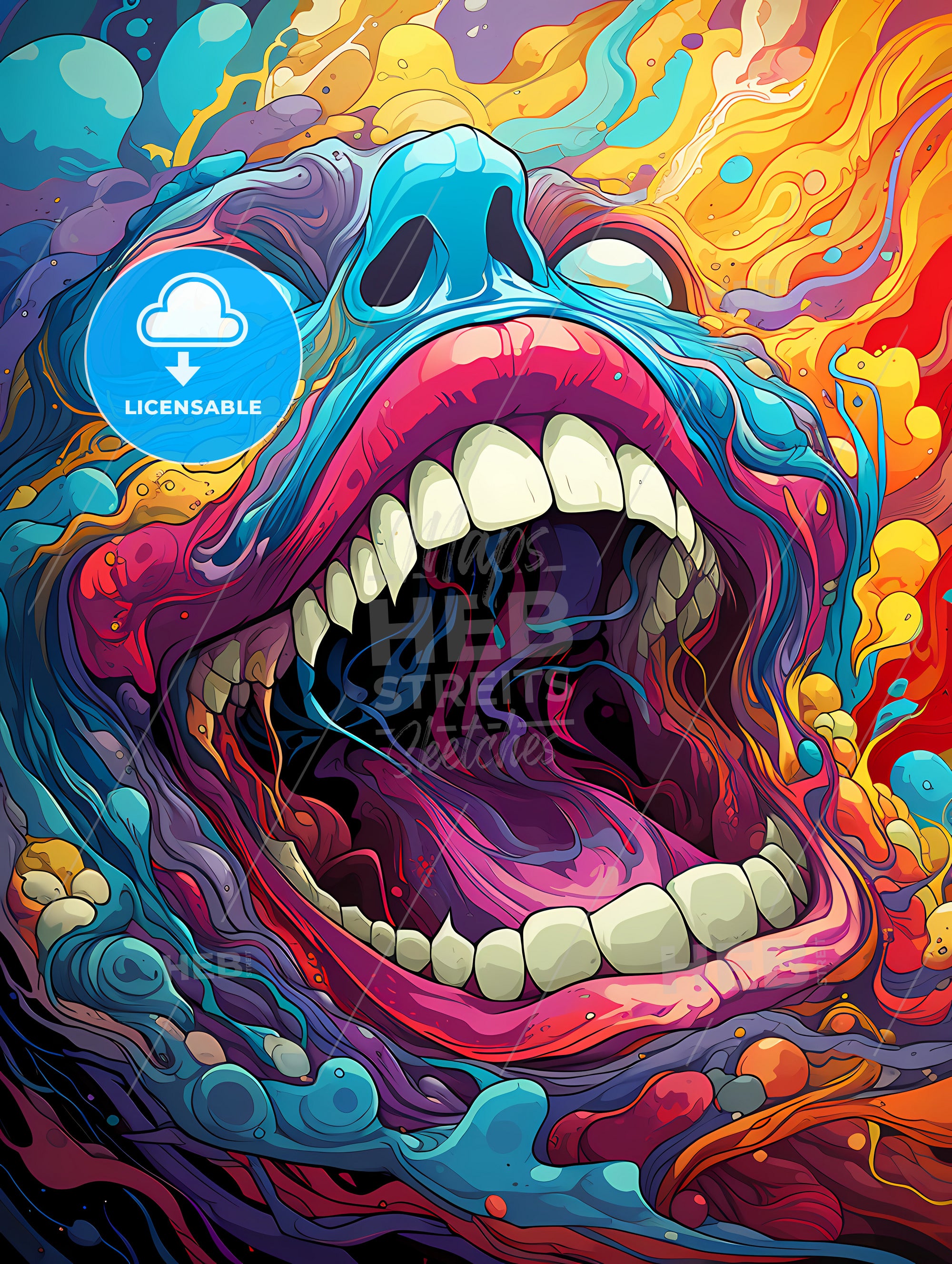 Low Dutch Angle Digital Acid, A Colorful Art Of A Zombie Face – HEBSTREITS