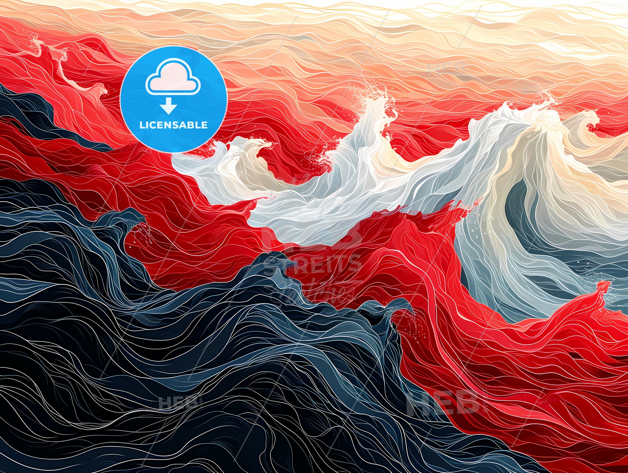 The Illustration Of A Red Wave, A Red White And Blue Waves – HEBSTREITS