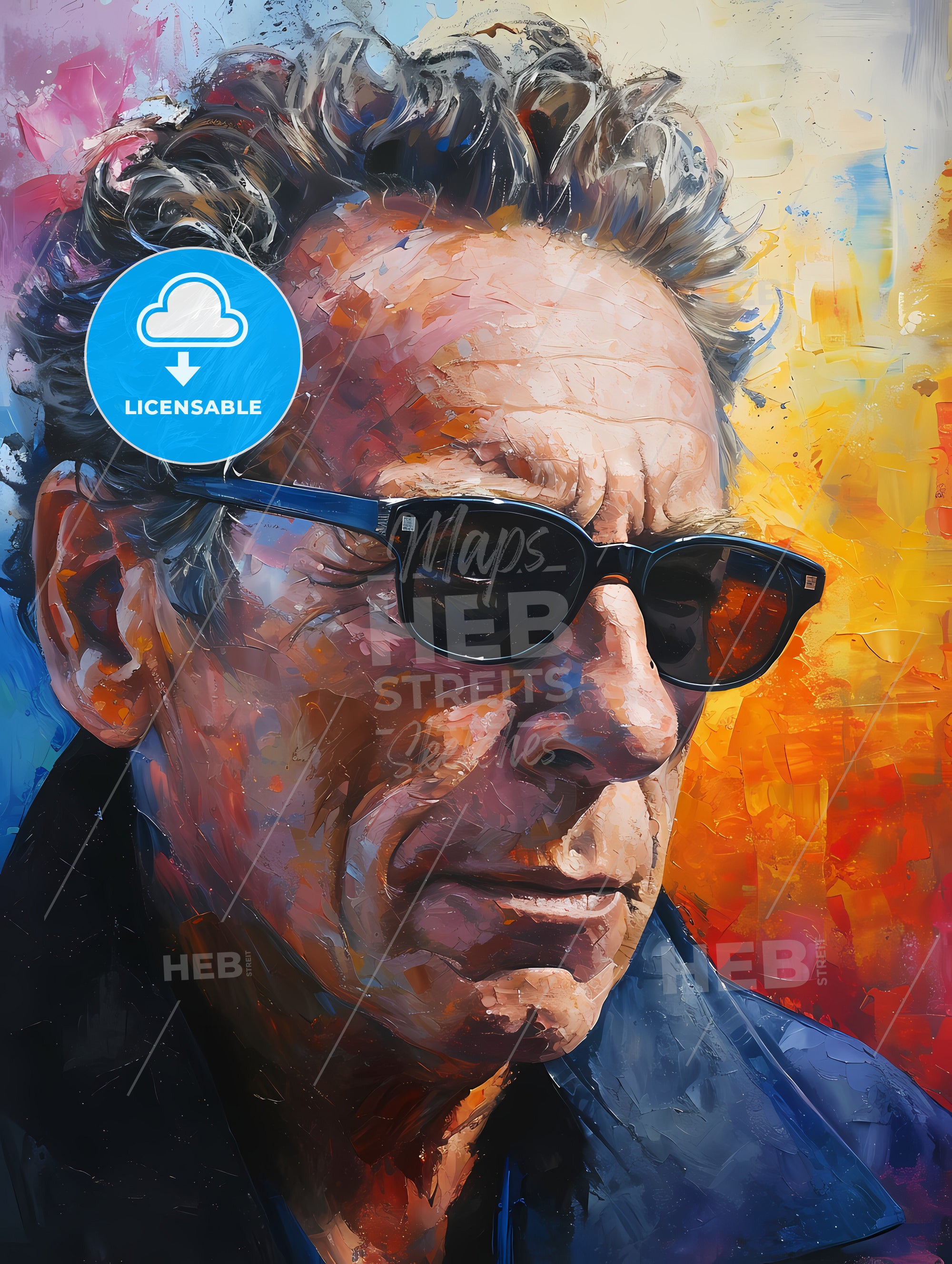 The Terminator Portrait With Colorful Background, A Painting Of A Man ...