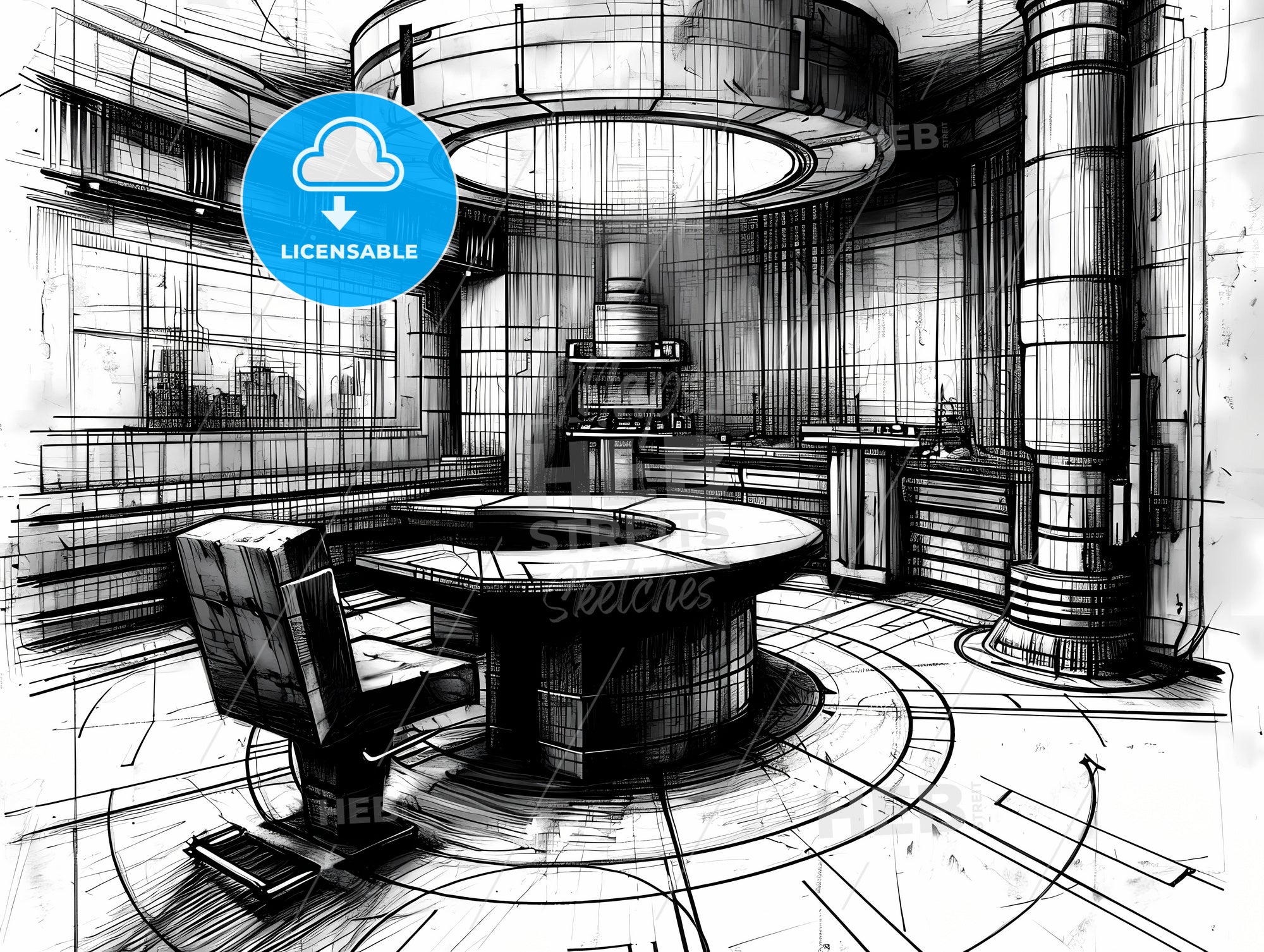 Product Design Draft Sketch Of A Chair, A Drawing Of A Room ...