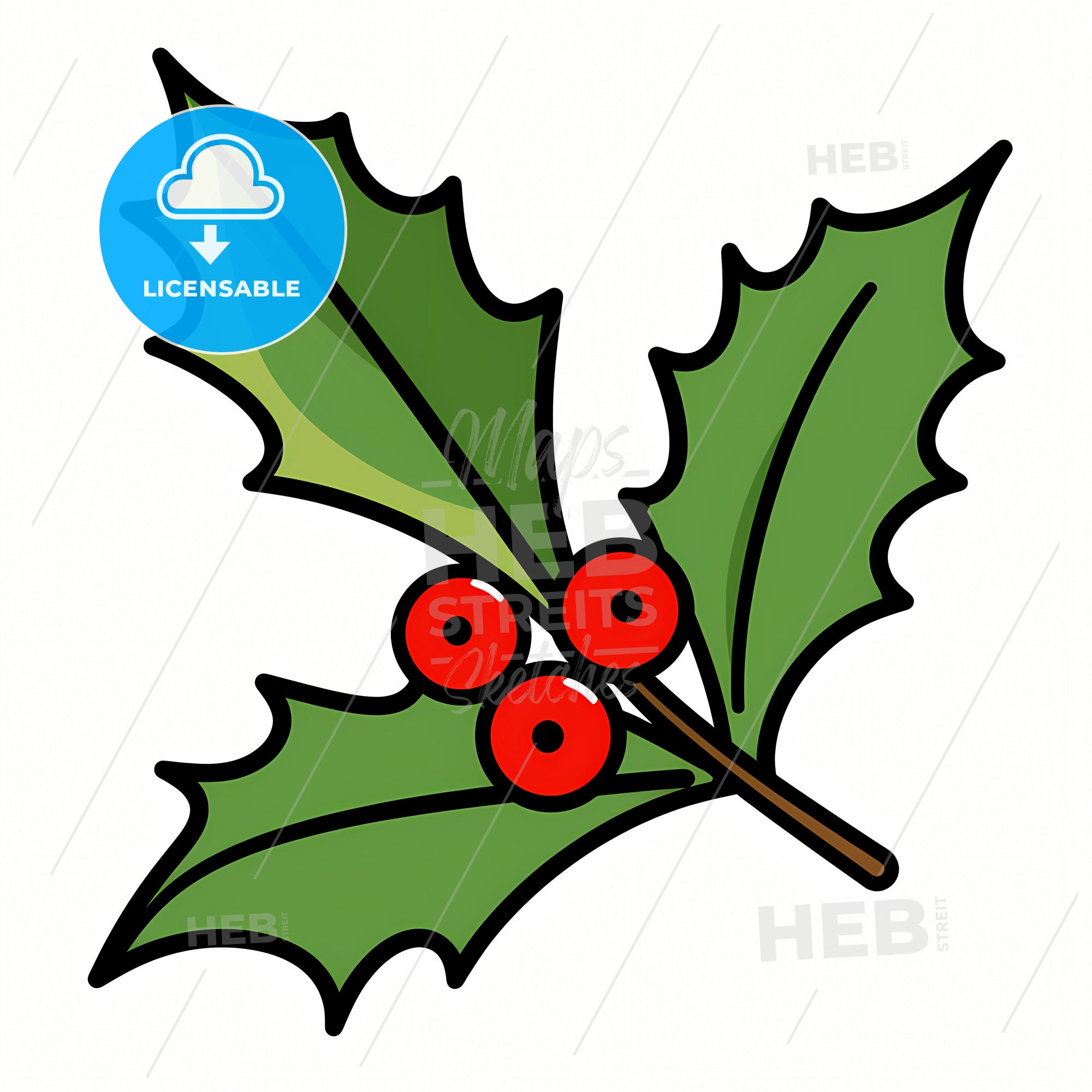 A Christmas Holly3 Color Simple Icon, A Holly Berry With Leaves ...