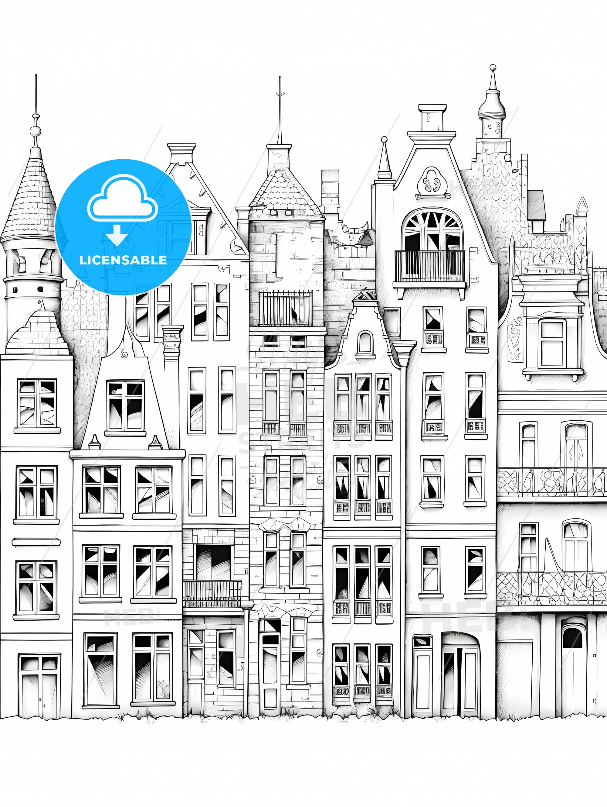 Berlin Houses Coloring Page, A Drawing Of A Building – HEBSTREITS