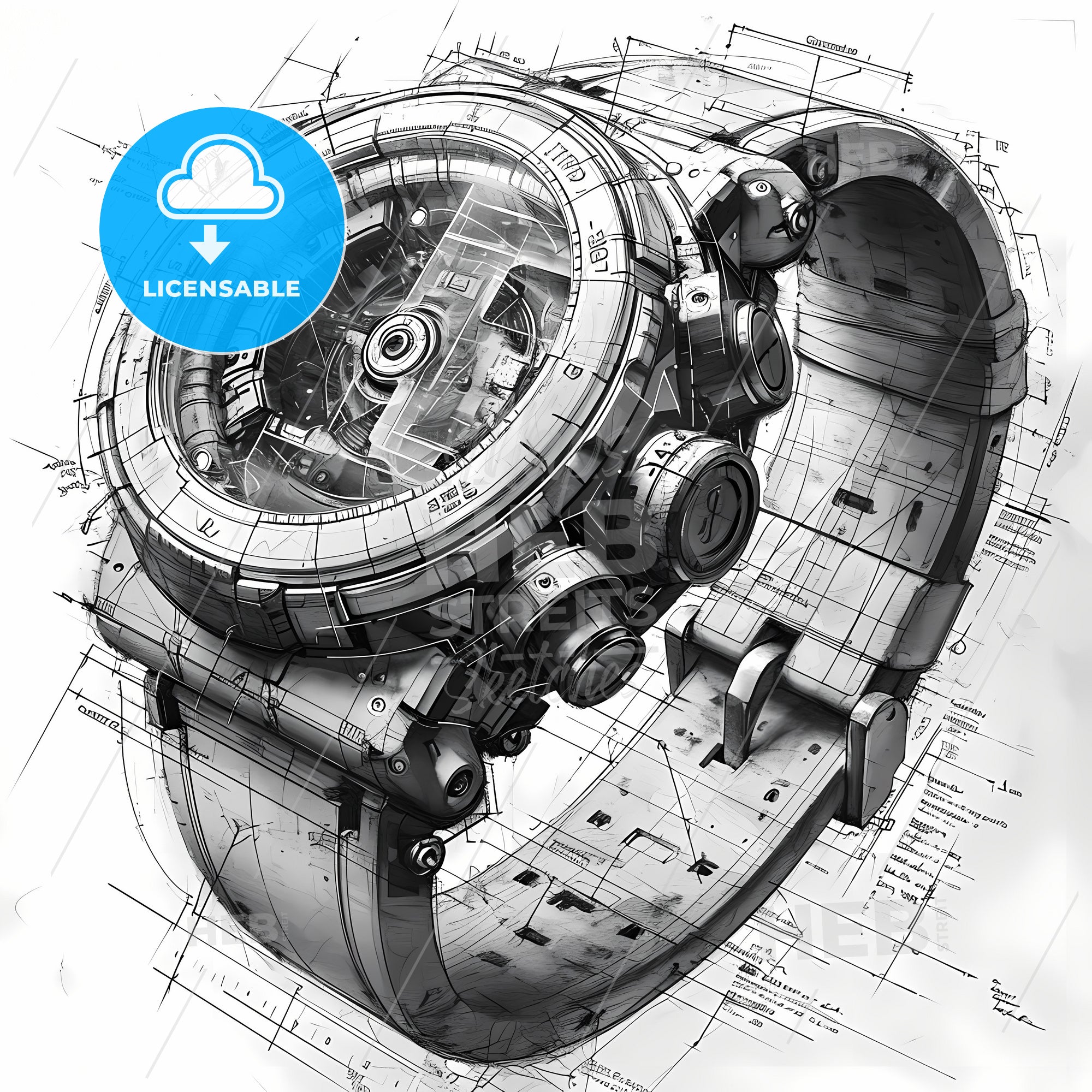 A Pencil Drawing Of Concept Smart Watch, A Digital Drawing Of A Watch ...