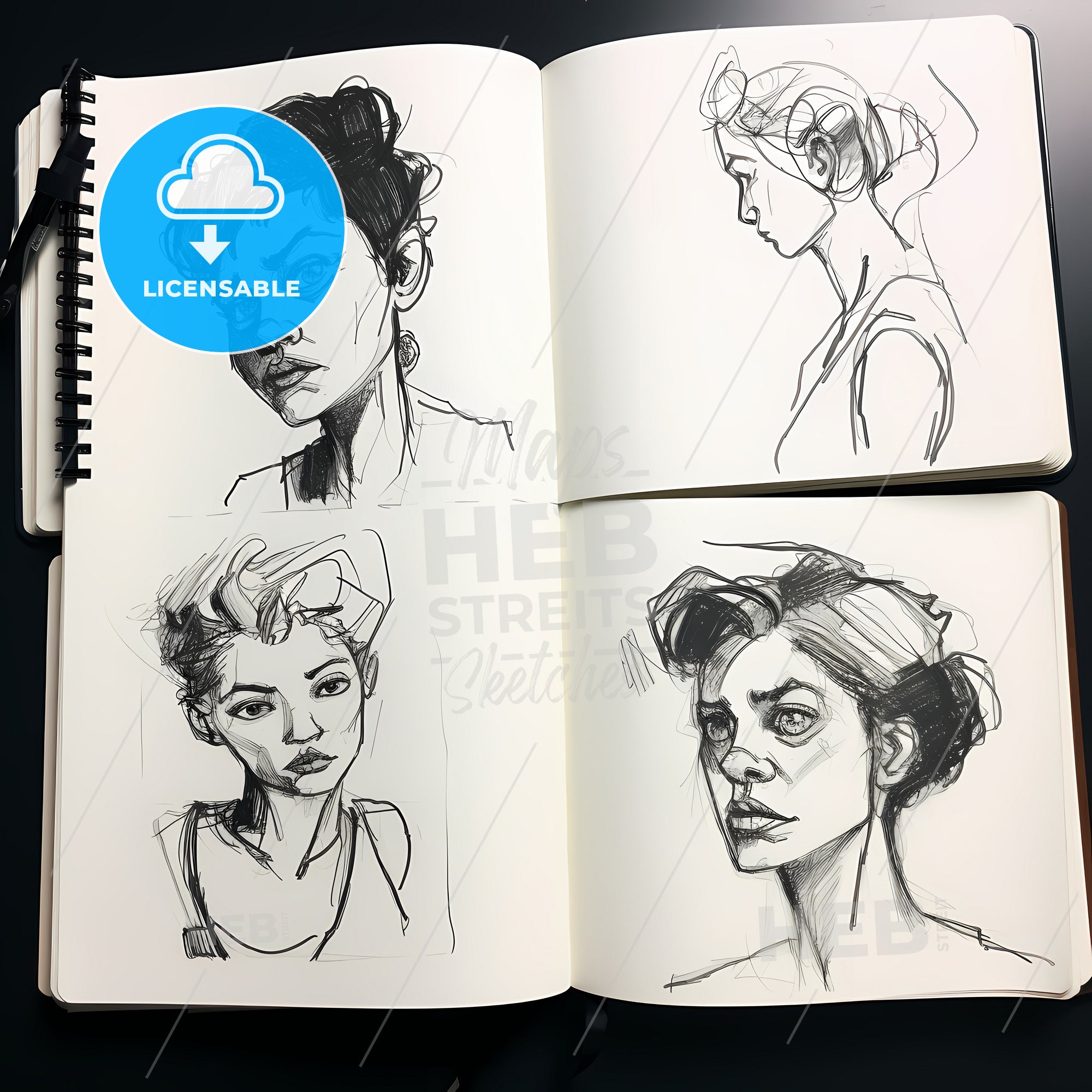 Character Concept Art, A Sketchbook Of A Woman'S Face – HEBSTREITS