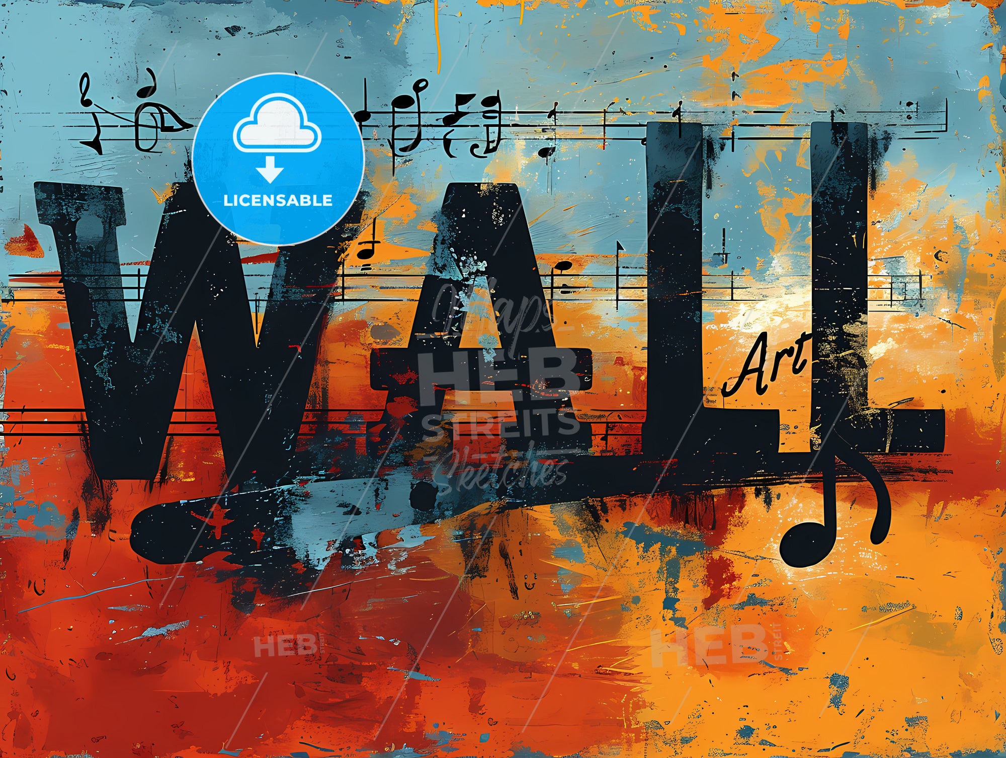 Stylish Music Logo With The Text Wall Art, A Painting Of A Music Theme ...